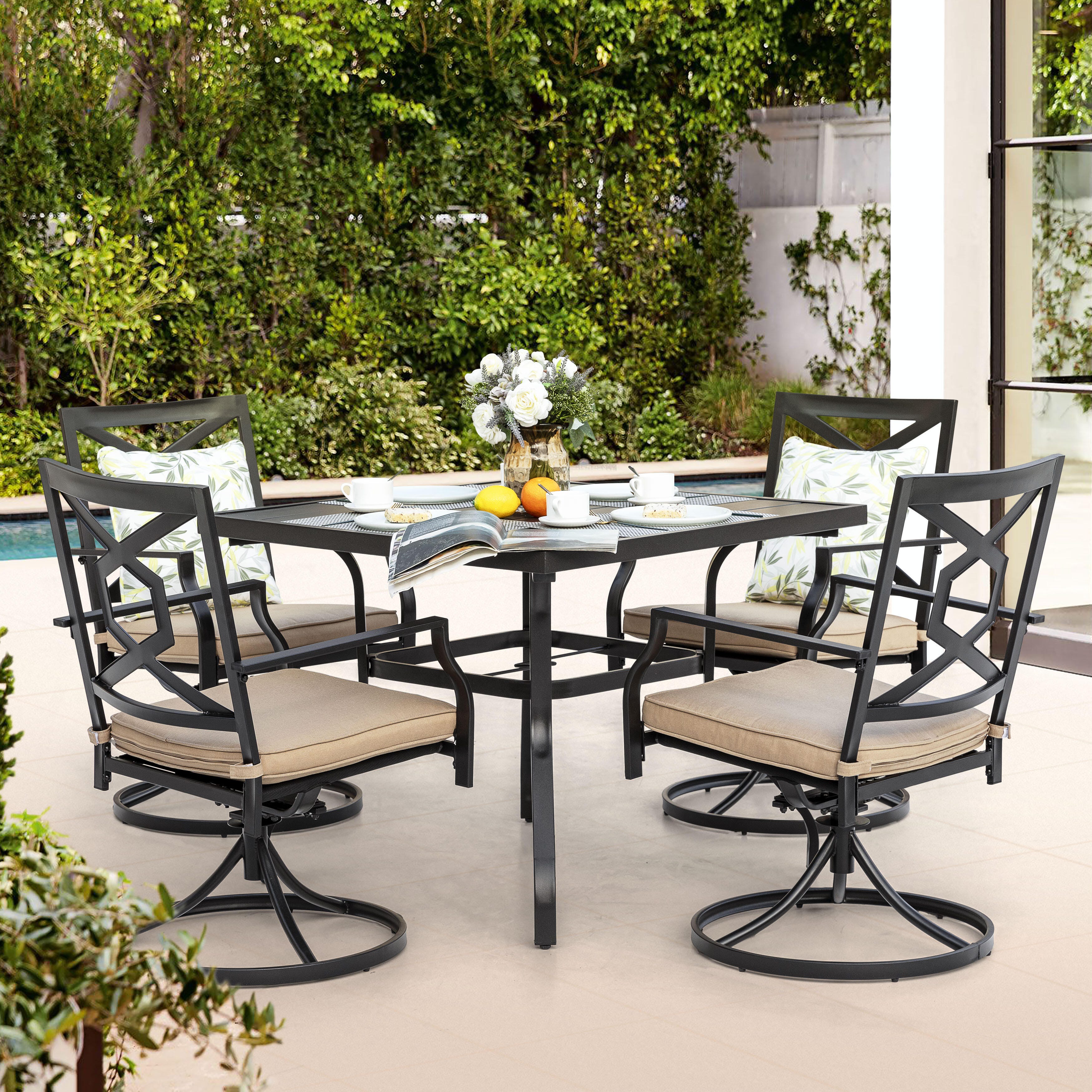 Click here for Nuu Garden Outdoor Dining Table and 4 Swivel Chair... prices
