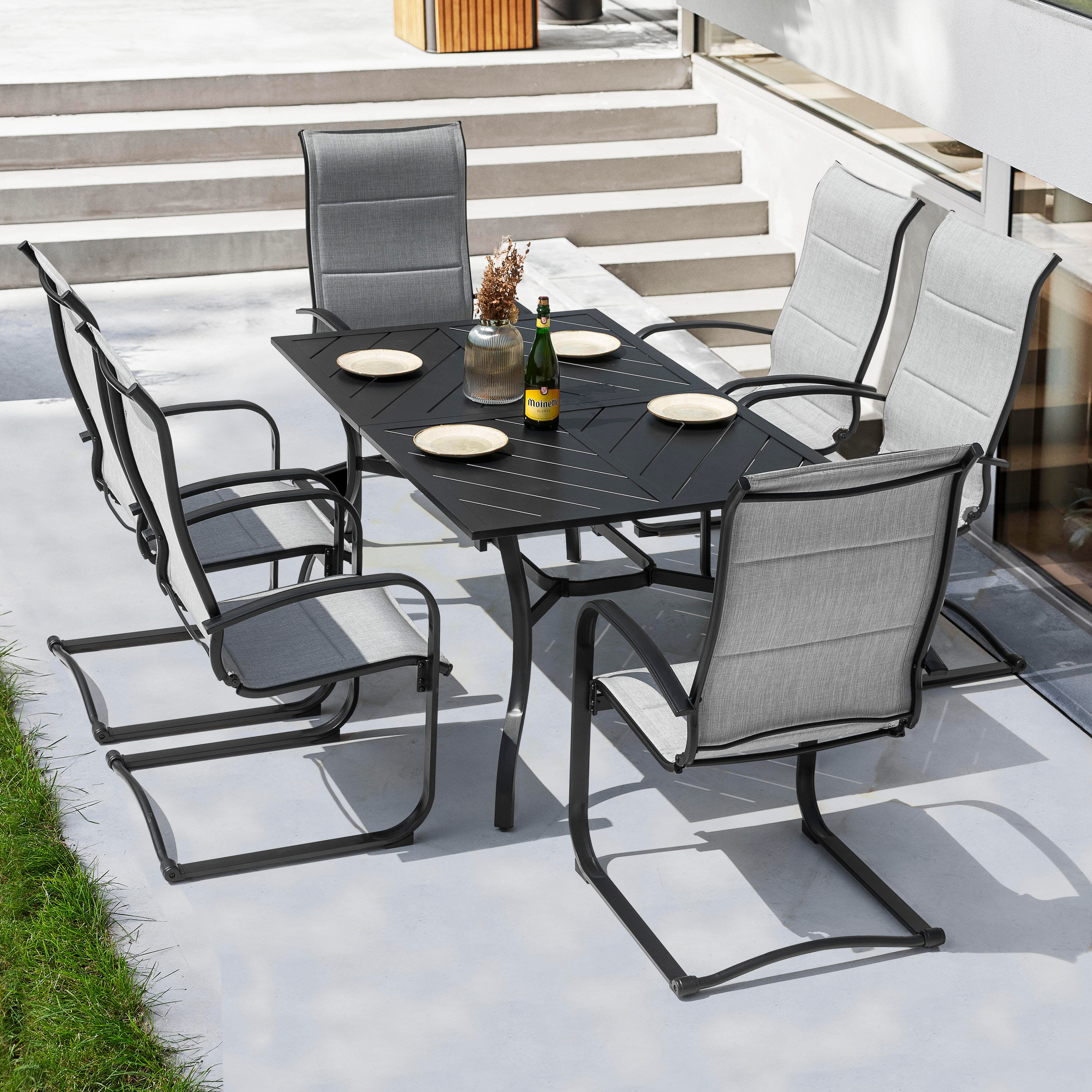 Click here for Nuu Garden Outdoor Dining Table and 6 Chairs  Gray prices