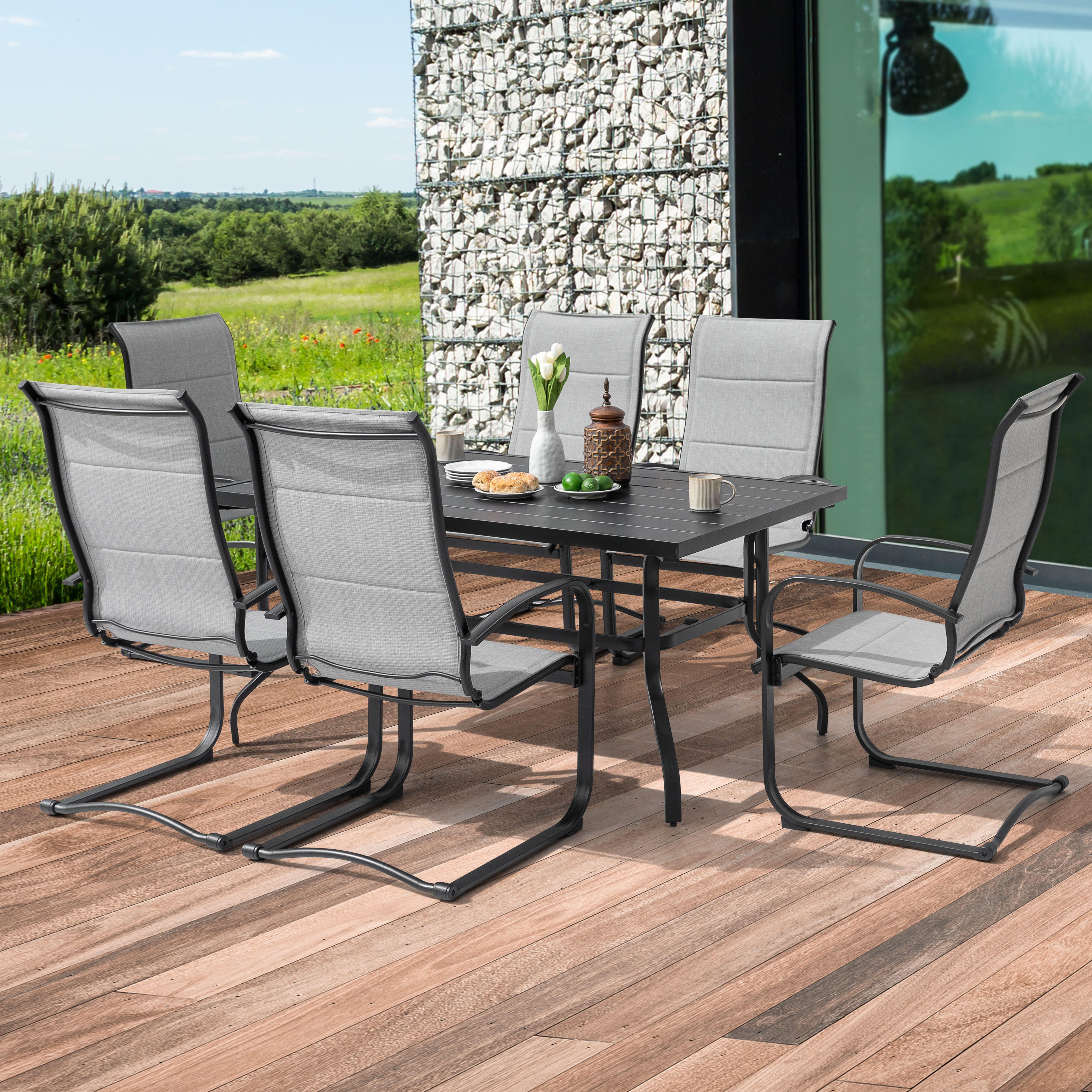 Click here for Nuu Garden Outdoor Modular Dining Table and 6 Chai... prices