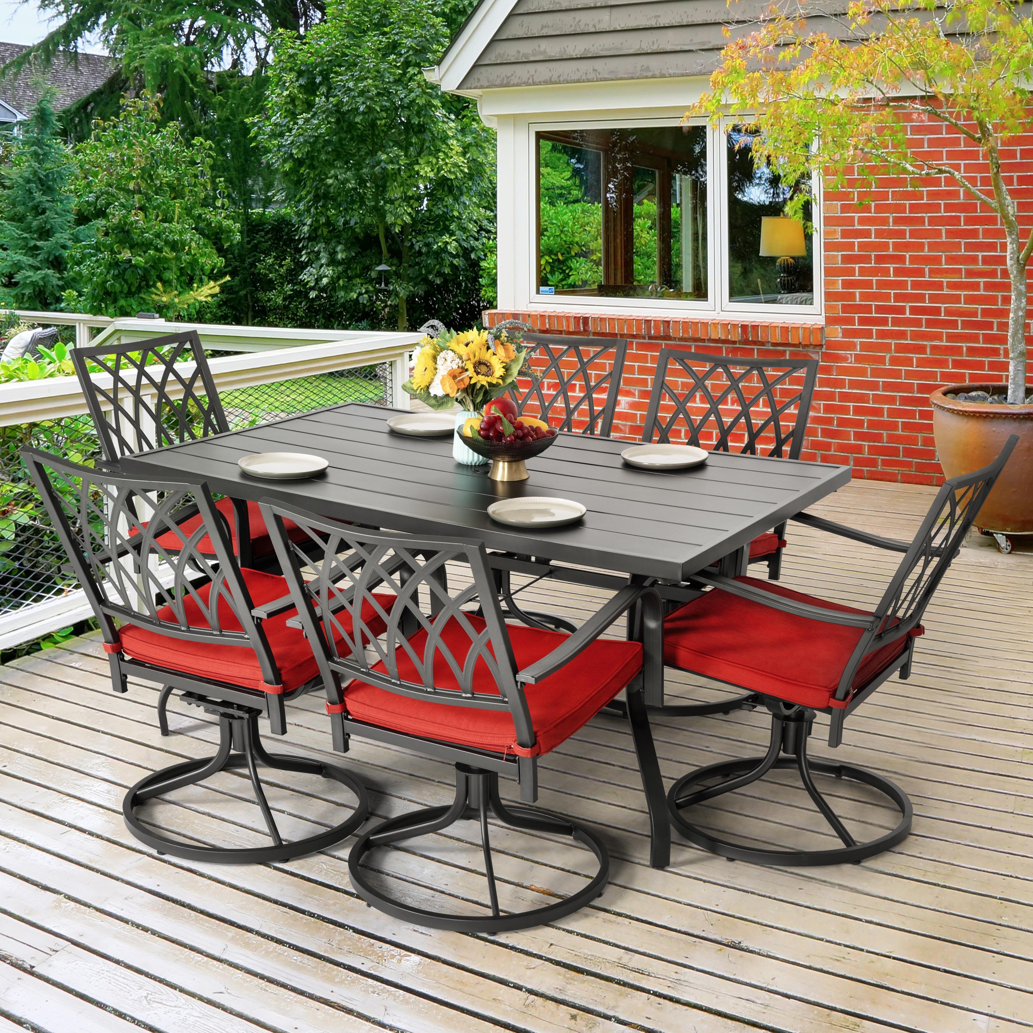 Click here for Nuu Garden Outdoor Modular Dining Table and 6 Swiv... prices