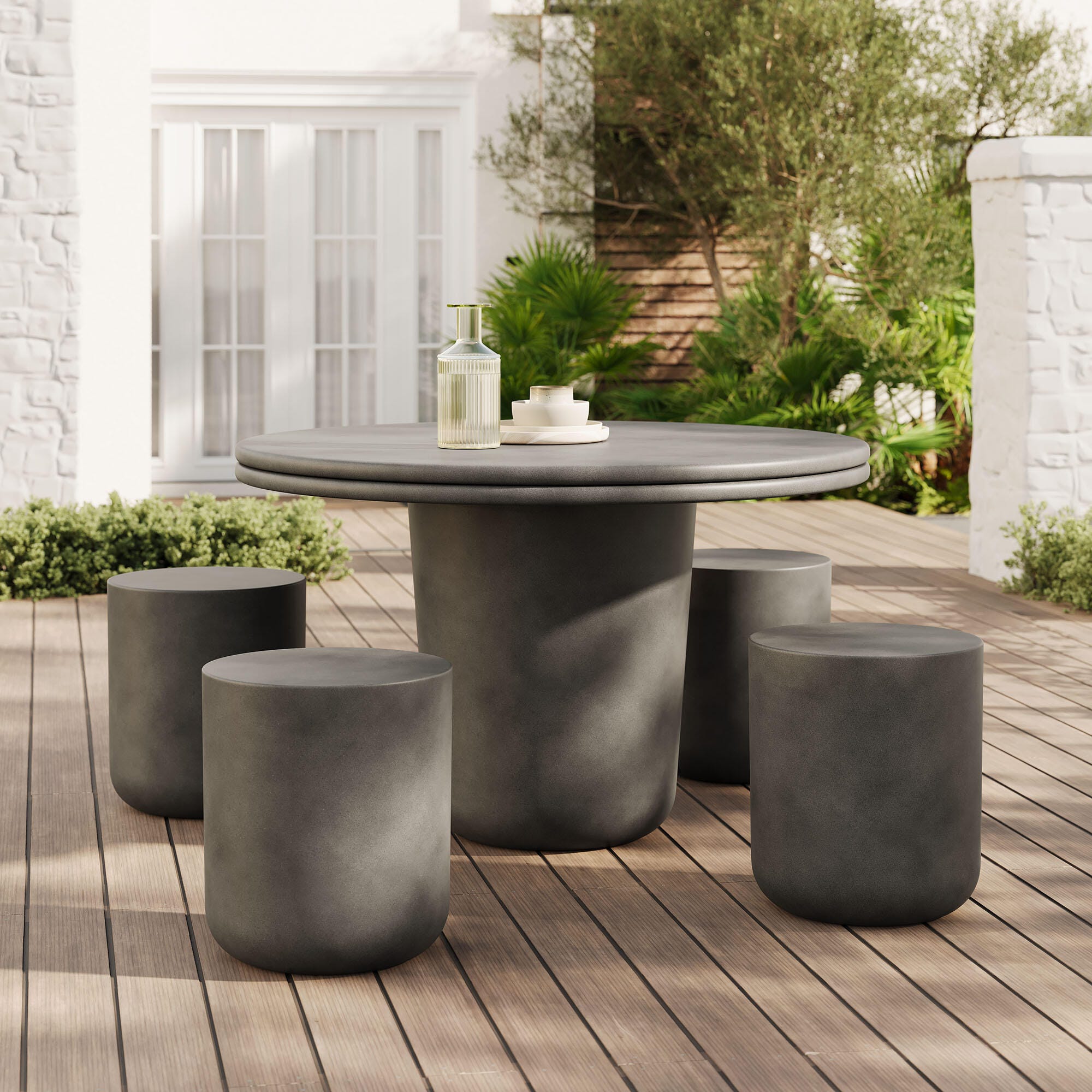 Click here for Modway Brion Outdoor Dining Table and 4 Stools  Gr... prices