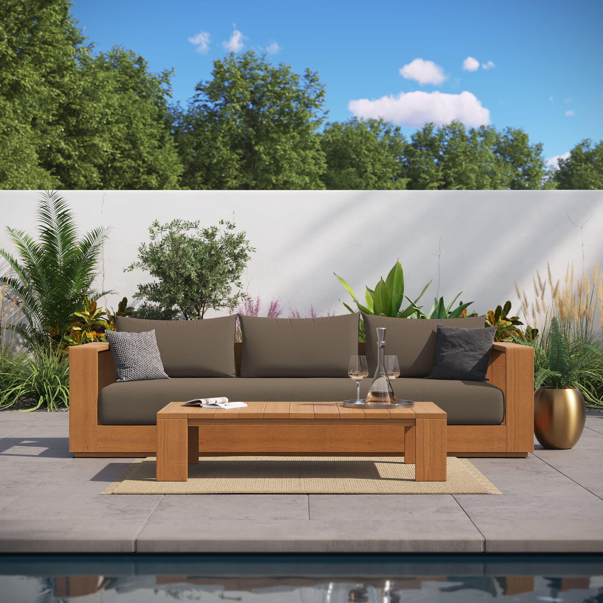 Click here for Modway Tahoe Outdoor Sofa and Coffee Table  Natura... prices