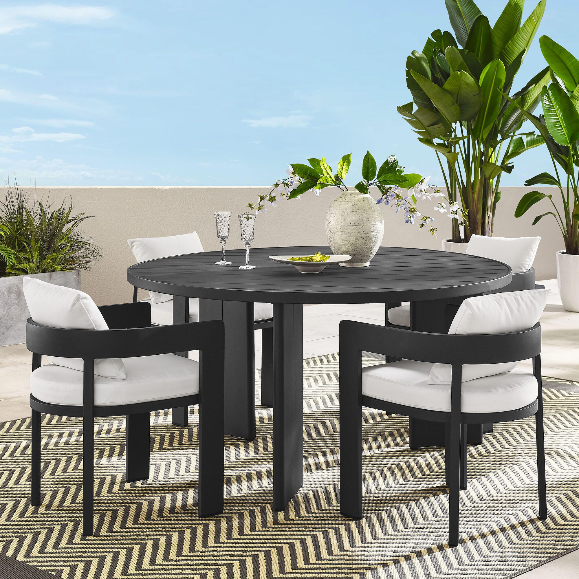 Click here for Modway Tahoe Outdoor Dining Table and 4 Chairs  Gr... prices