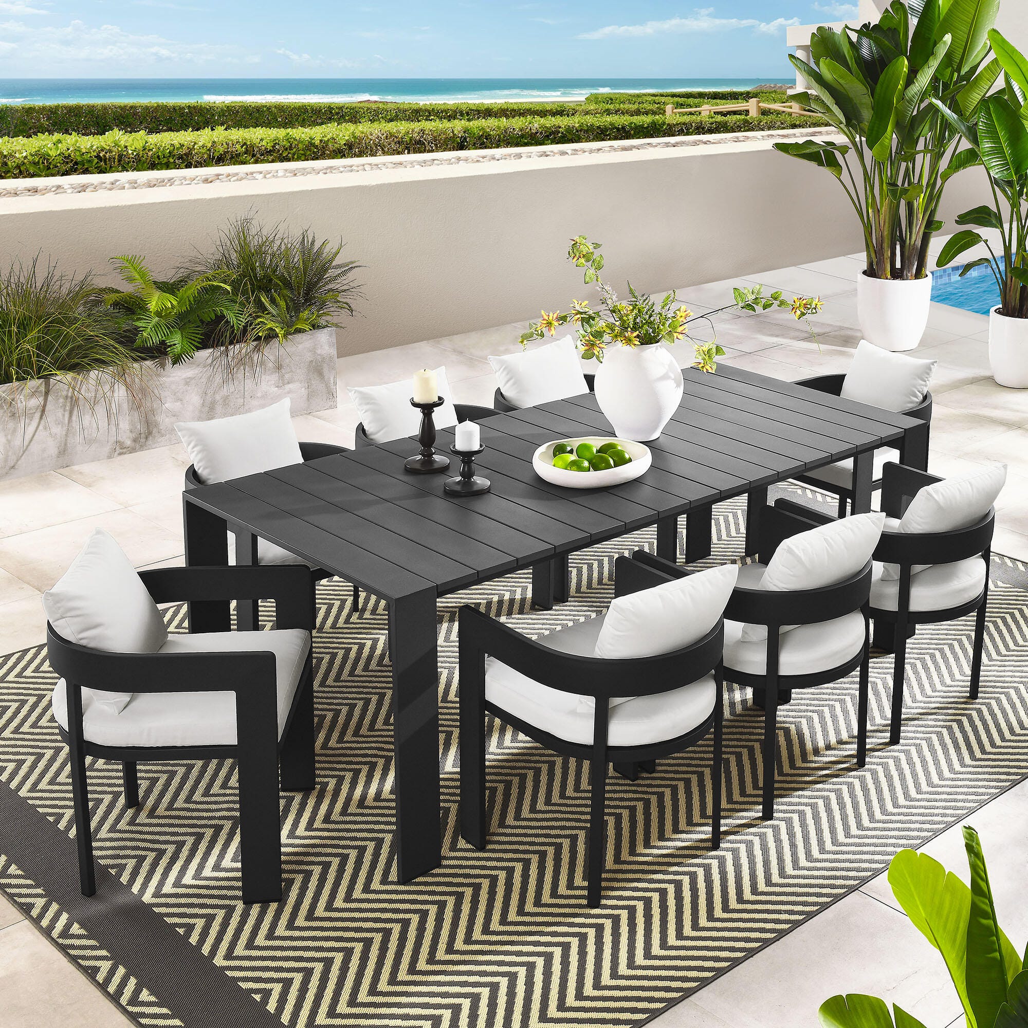 Click here for Modway Tahoe Outdoor Dining Table and 8 Chairs  Gr... prices