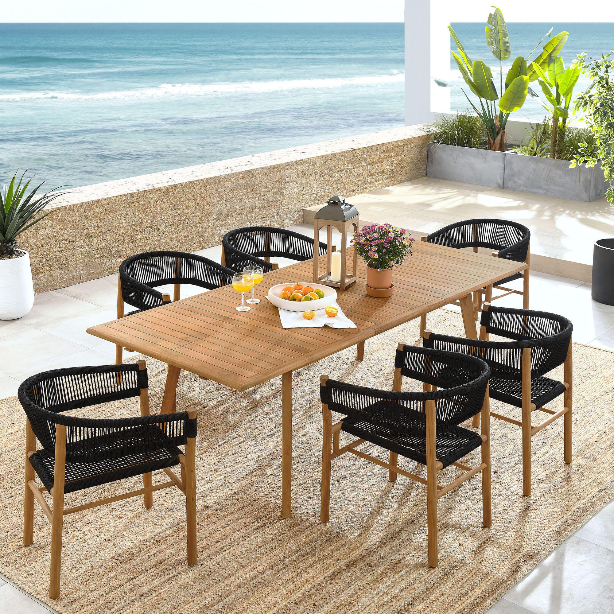 Click here for Modway Vienna Outdoor Dining Table and 6 Curved-Ba... prices
