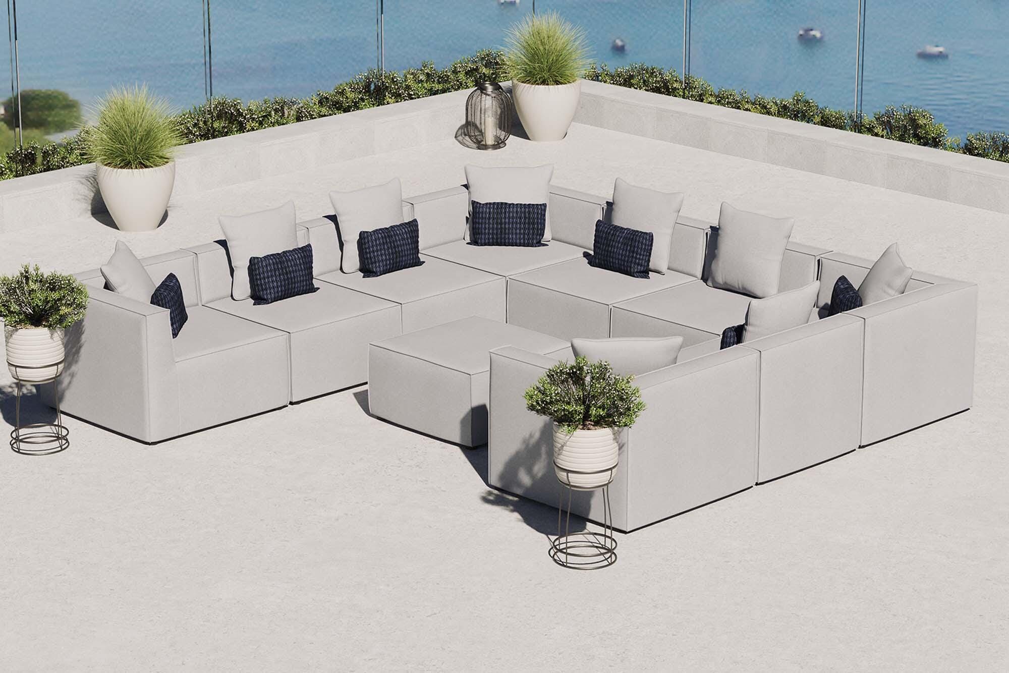 Click here for Modway Saybrook 10-Piece Outdoor Sectional  Gray prices
