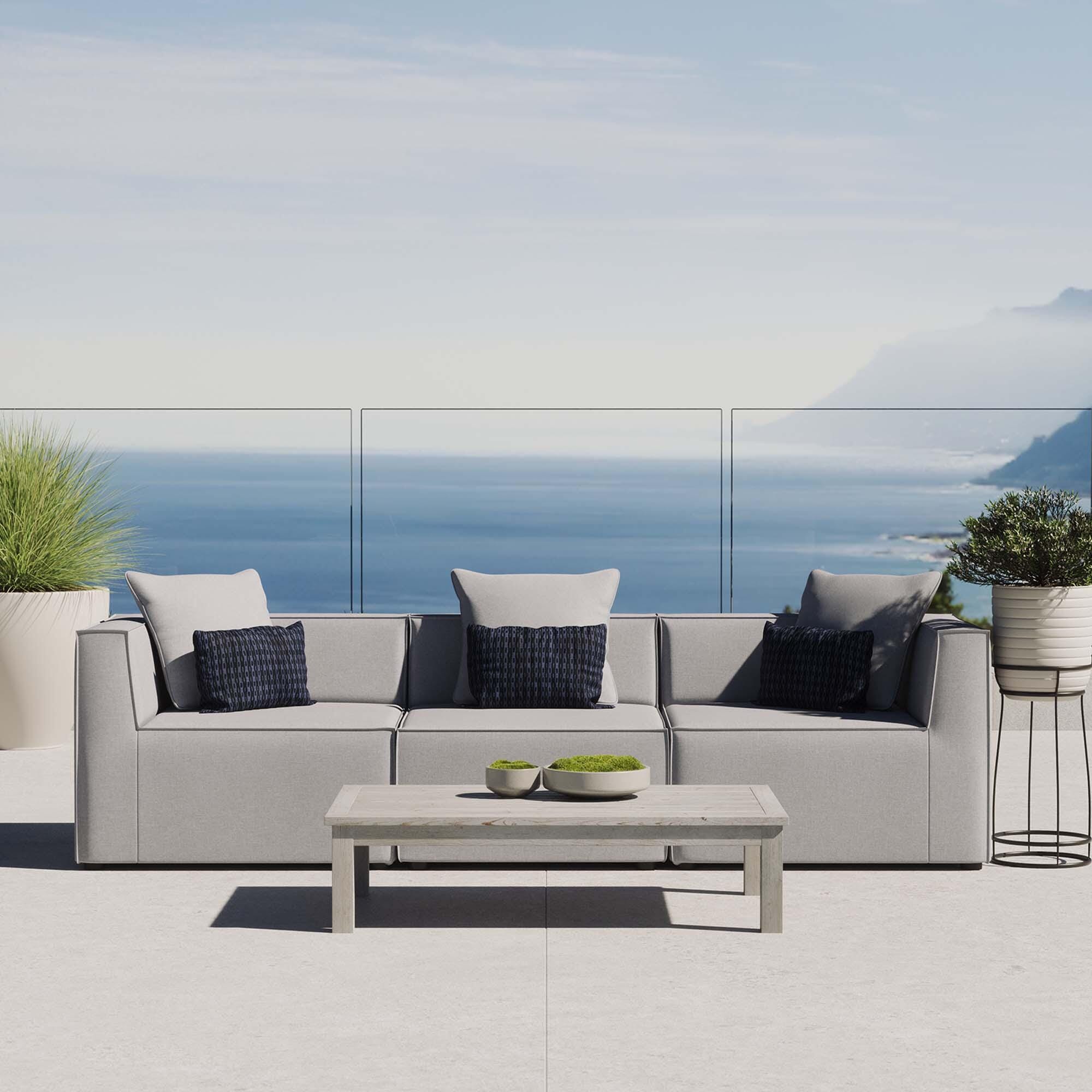 Click here for Modway Saybrook 3-Piece Outdoor Sectional  Gray prices
