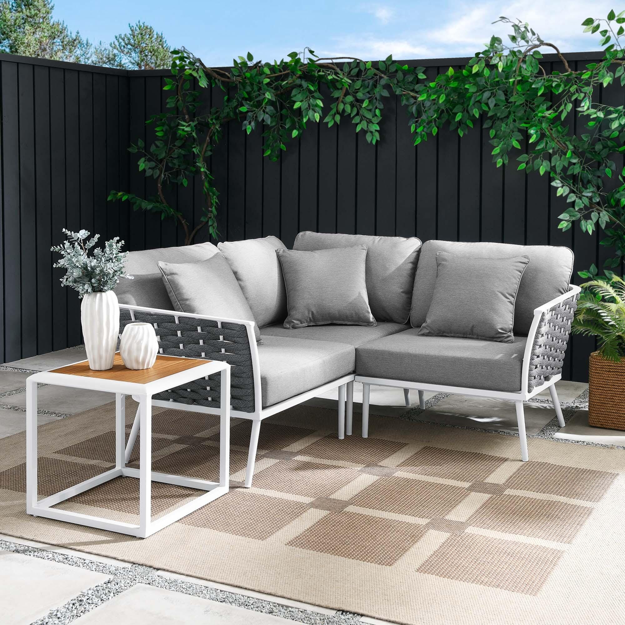 Click here for Modway Stance 4-Piece Outdoor Sectional Set  White... prices