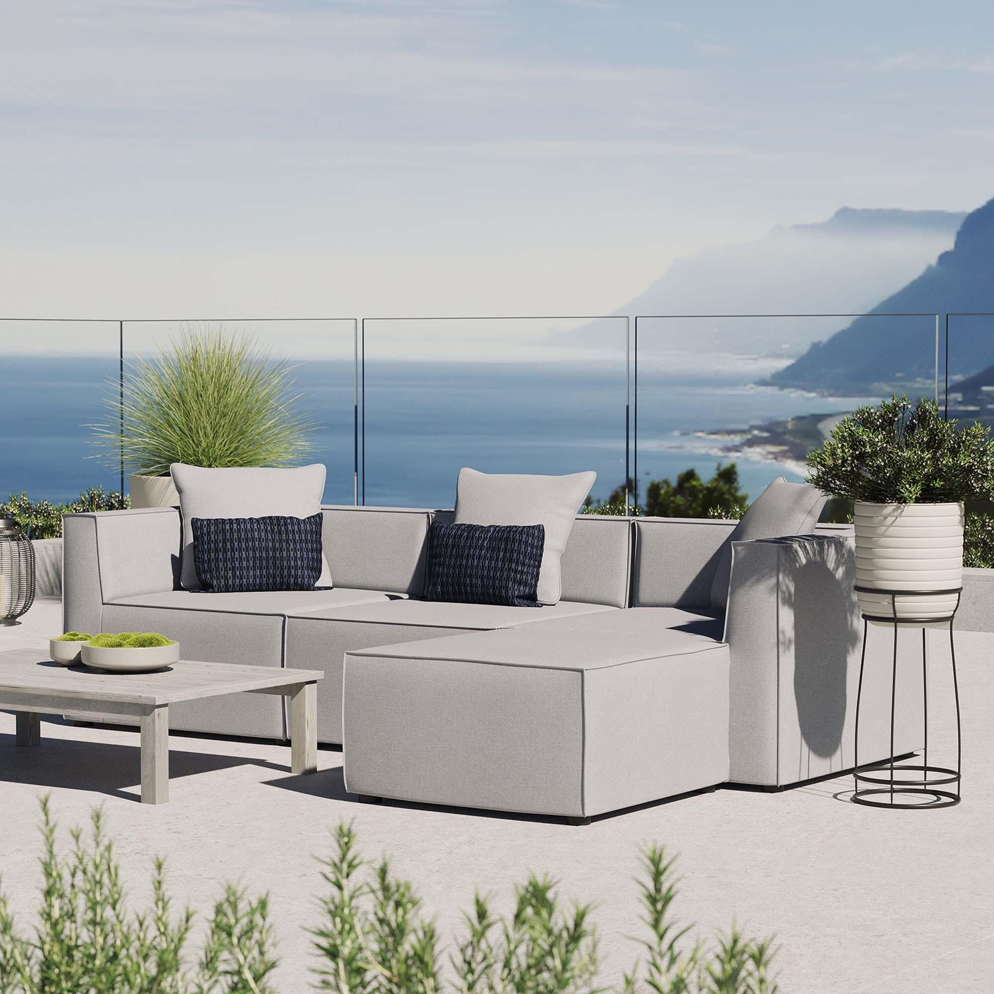 Click here for Modway Saybrook 4-Piece Outdoor Sectional  Gray prices