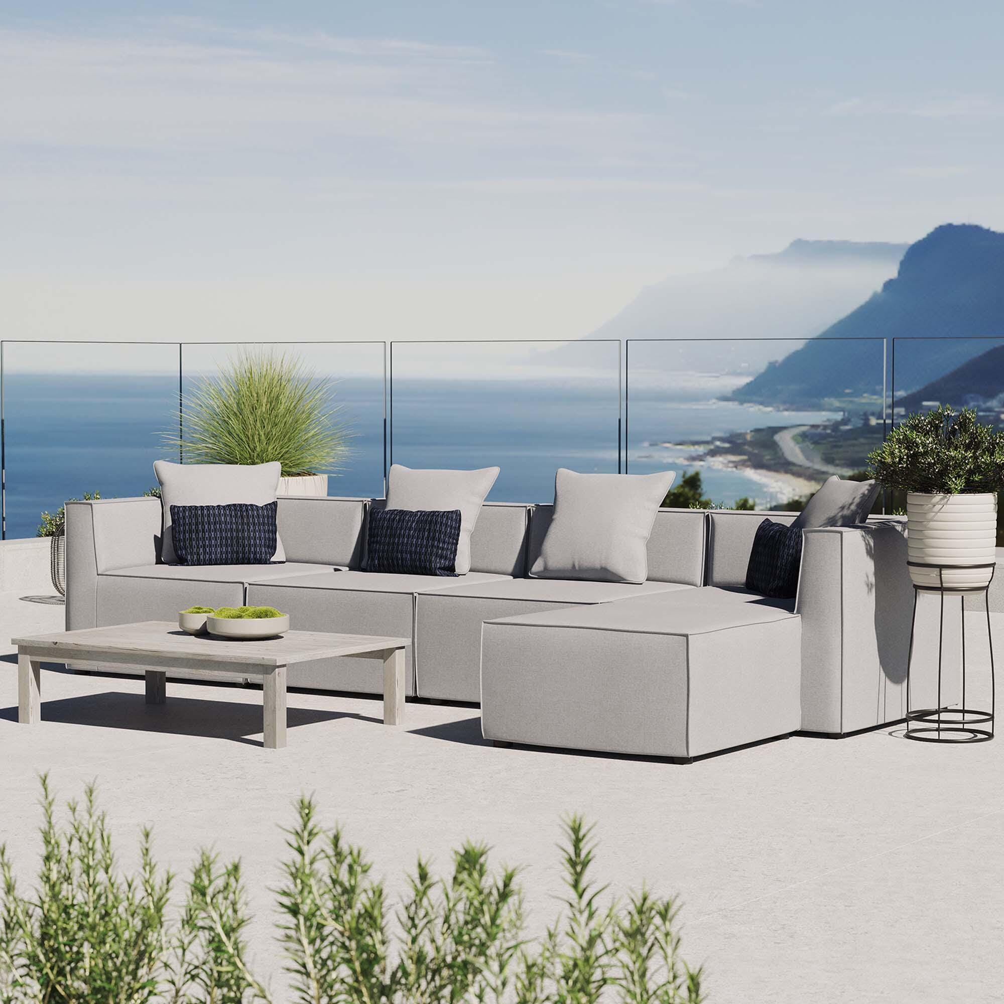 Click here for Modway Saybrook 5-Piece Outdoor Sectional  Gray prices