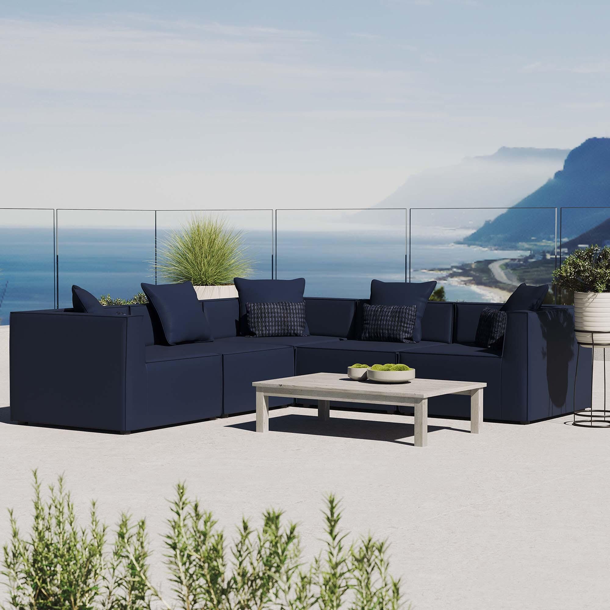 Click here for Modway Saybrook 5-Piece Outdoor Sectional With Cus... prices