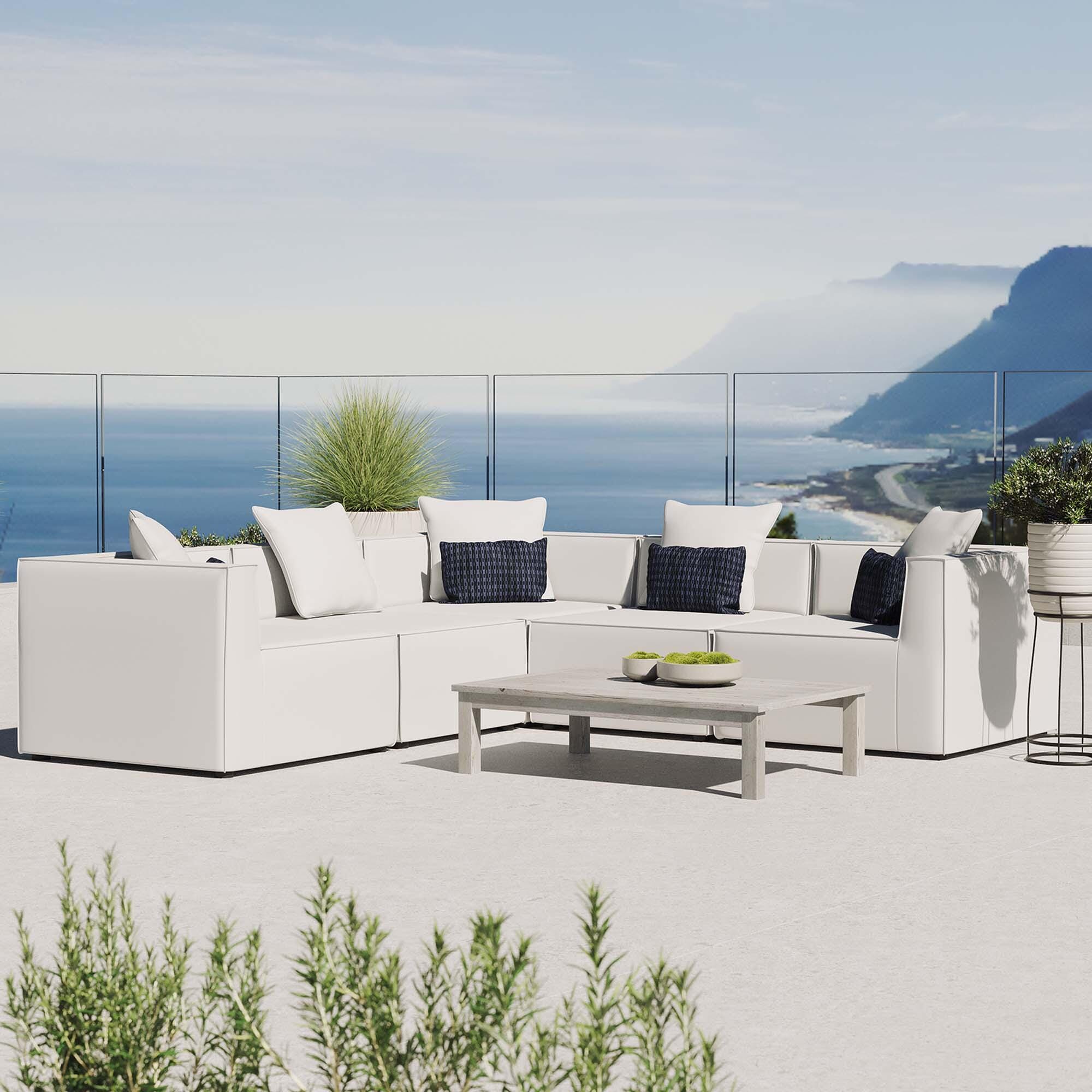Click here for Modway Saybrook 5-Piece Outdoor Sectional With Cus... prices