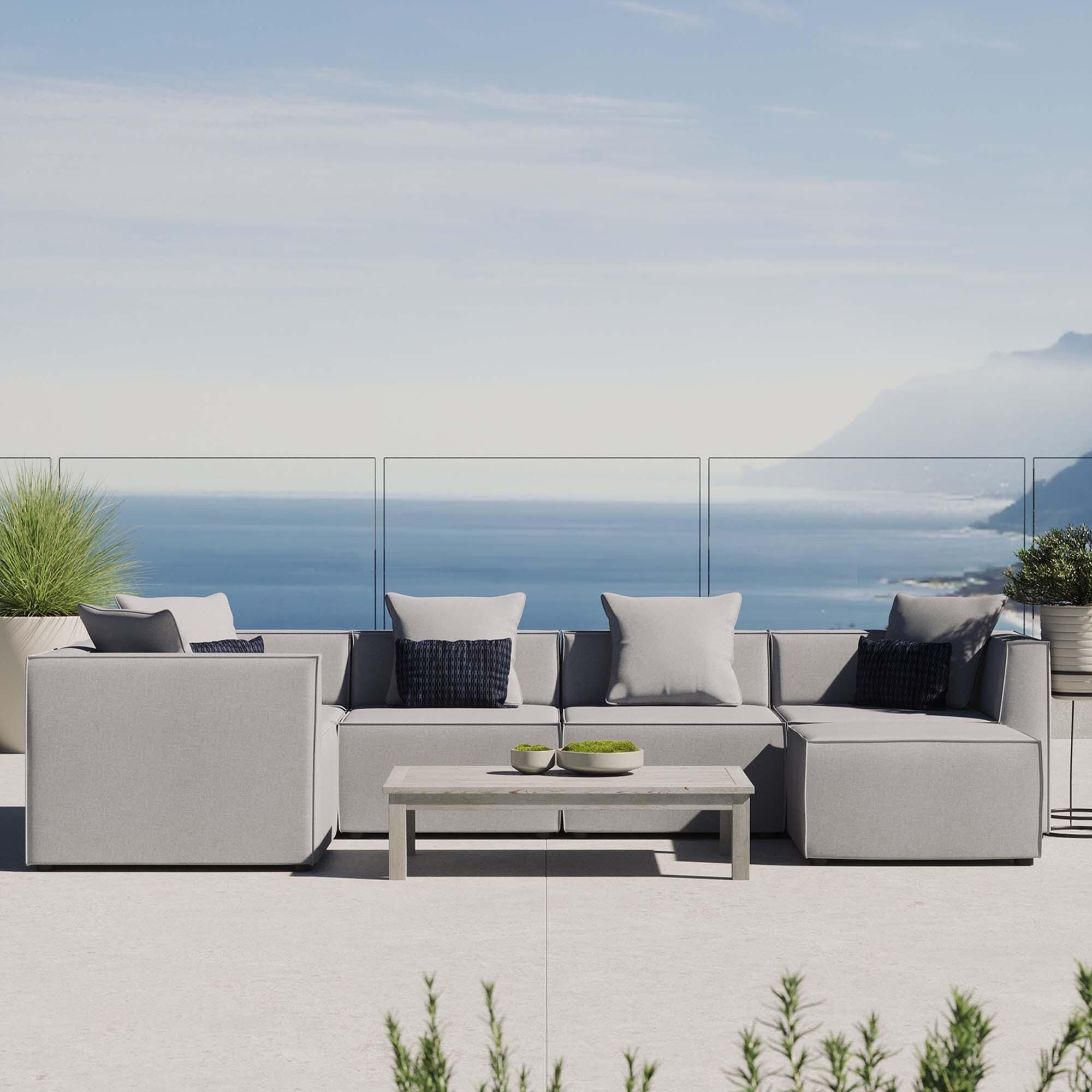 Click here for Modway Saybrook 6-Piece Outdoor Sectional  Gray prices