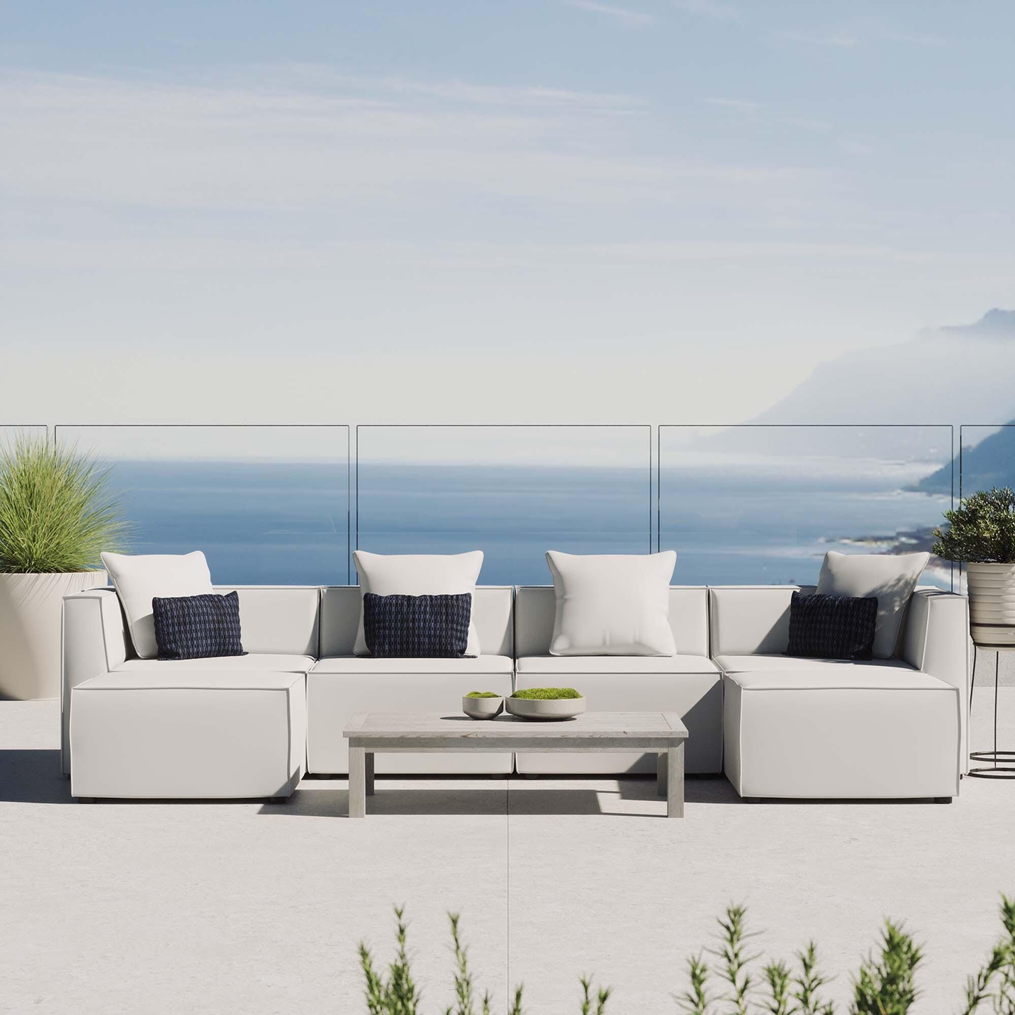 Click here for Modway Saybrook 6-Piece Outdoor Sectional  White prices