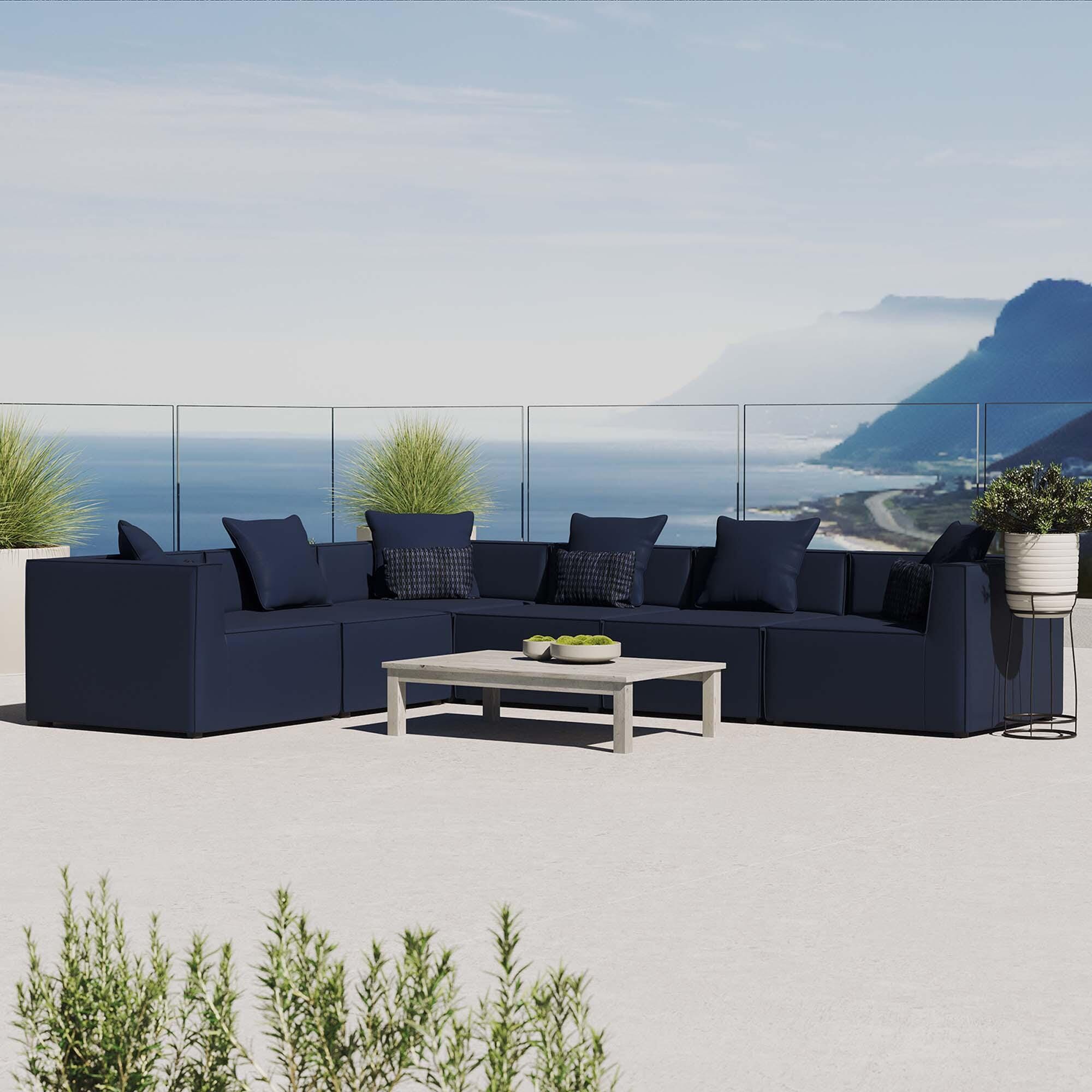 Click here for Modway Saybrook 6-Piece Outdoor Sectional  Navy prices