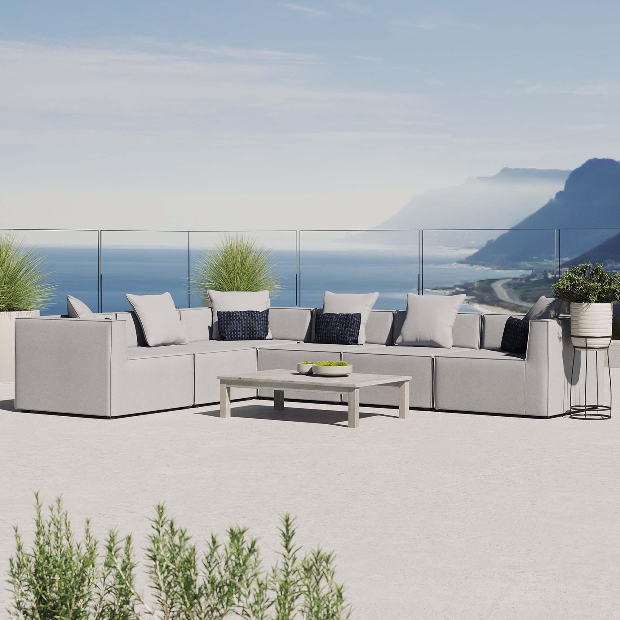 Click here for Modway Saybrook 6-Piece Outdoor Sectional  Gray prices