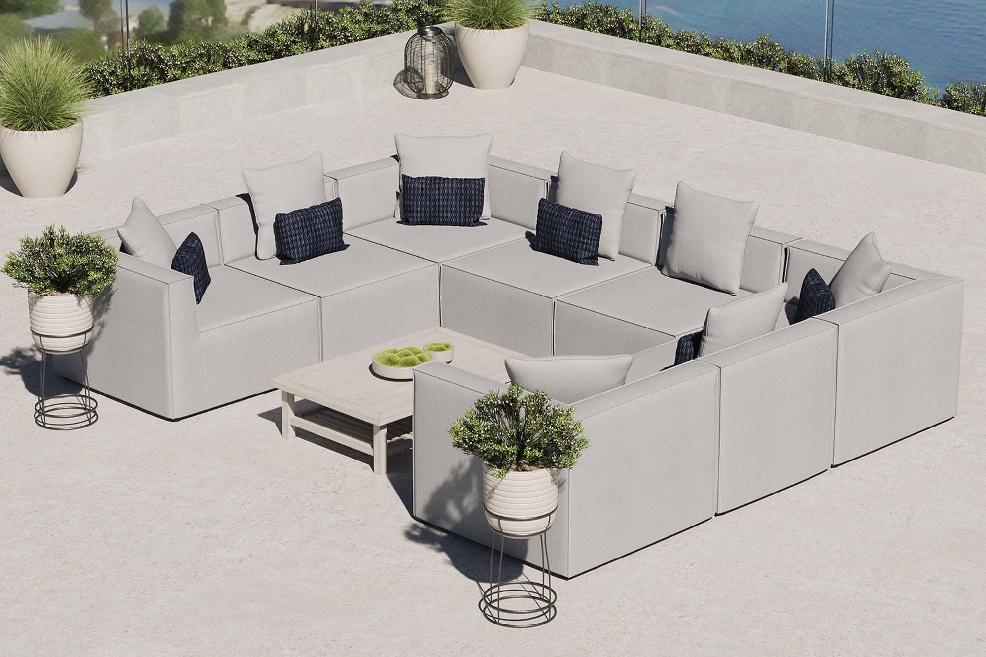 Click here for Modway Saybrook 8-Piece Outdoor Sectional  Gray prices