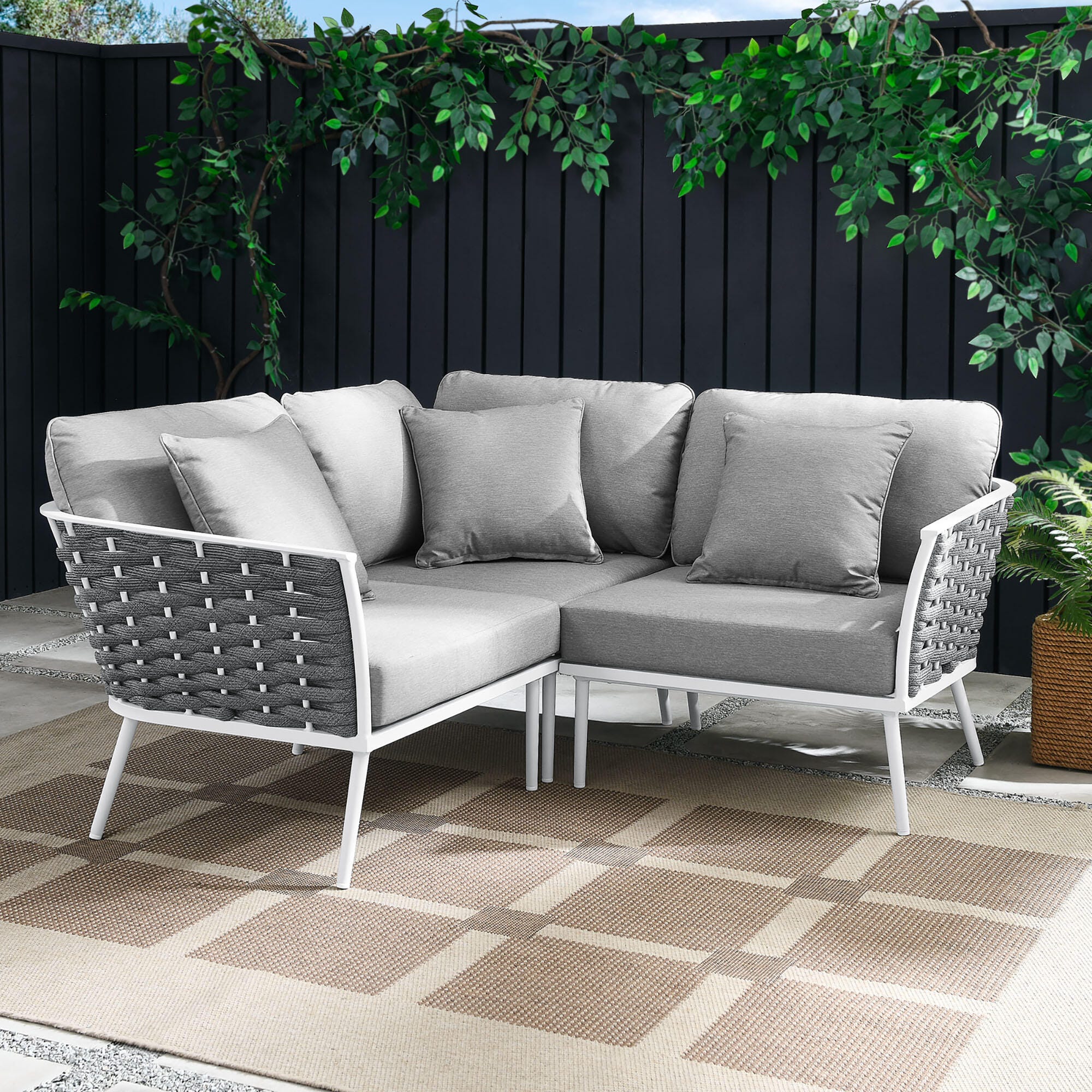 Click here for Modway Stance 3-Piece Outdoor Sectional  White/Gra... prices