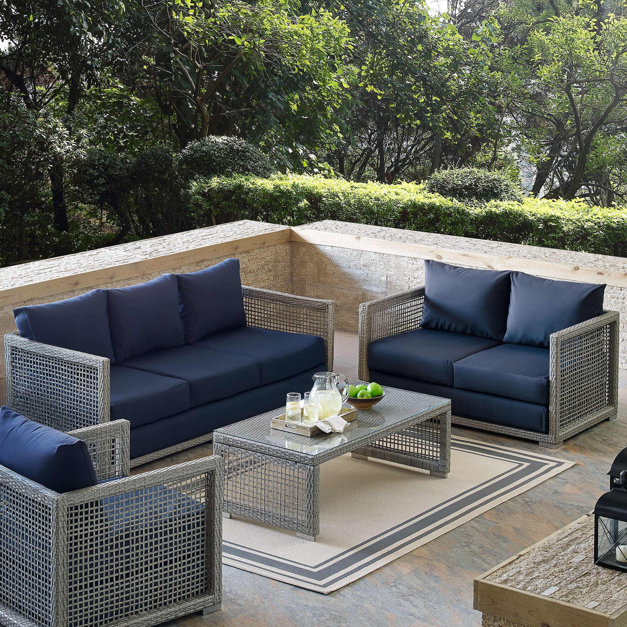 Click here for Modway Aura Outdoor Sofa with Loveseat and Coffee... prices
