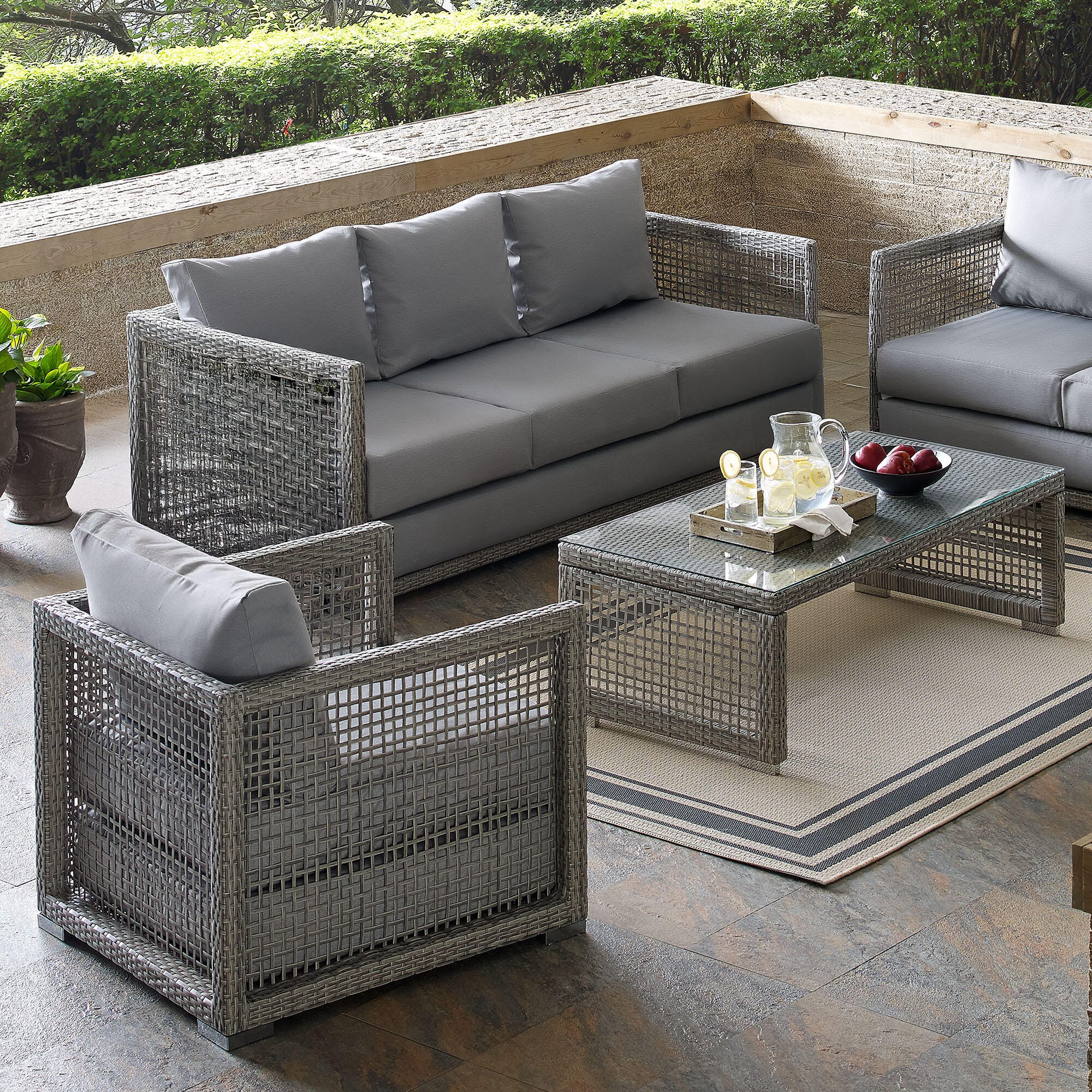 Click here for Modway Aura Outdoor Sofa with Armchair and Coffee... prices