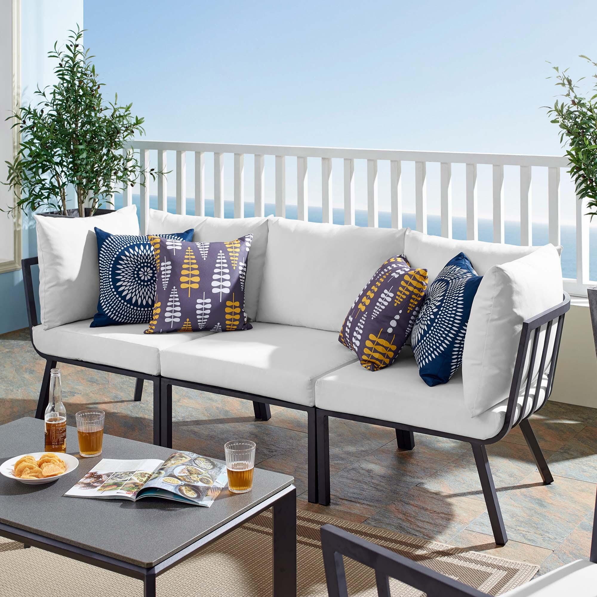 Click here for Modway Riverside 3-Piece Outdoor Sofa  Gray/White prices