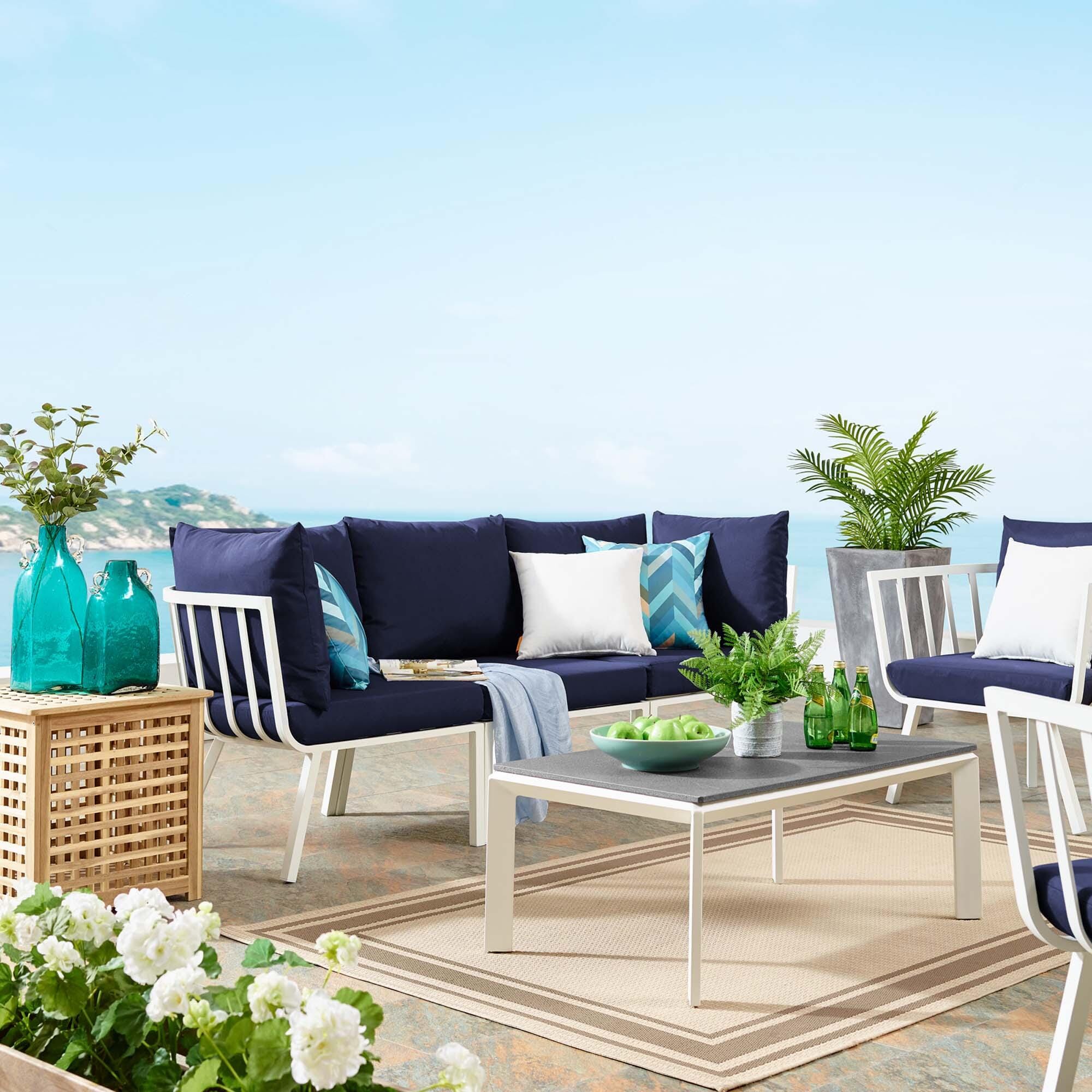 Click here for Modway Riverside 3-Piece Outdoor Sofa  White/Navy prices