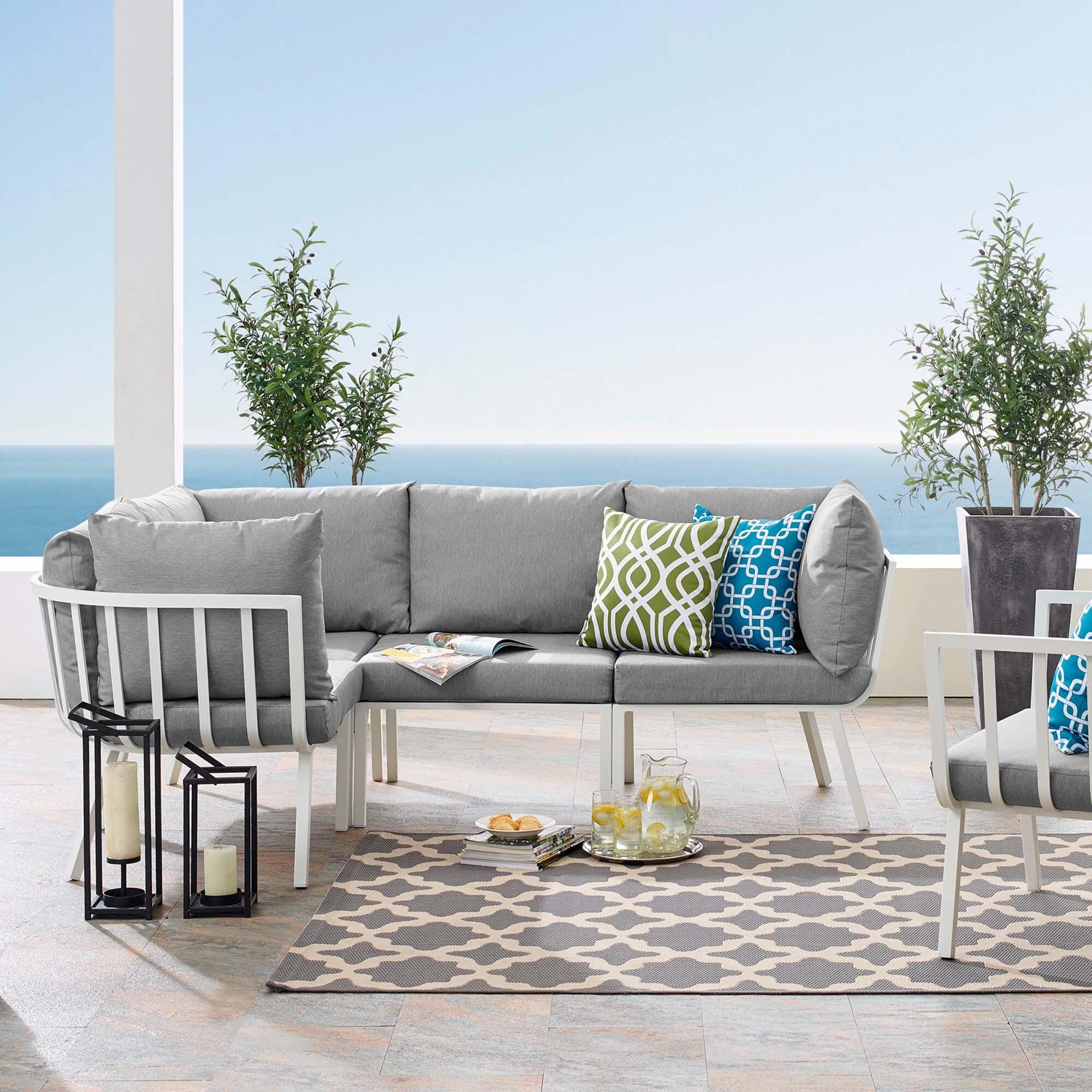 Click here for Modway Riverside 4-Piece Outdoor Sectional  White/... prices