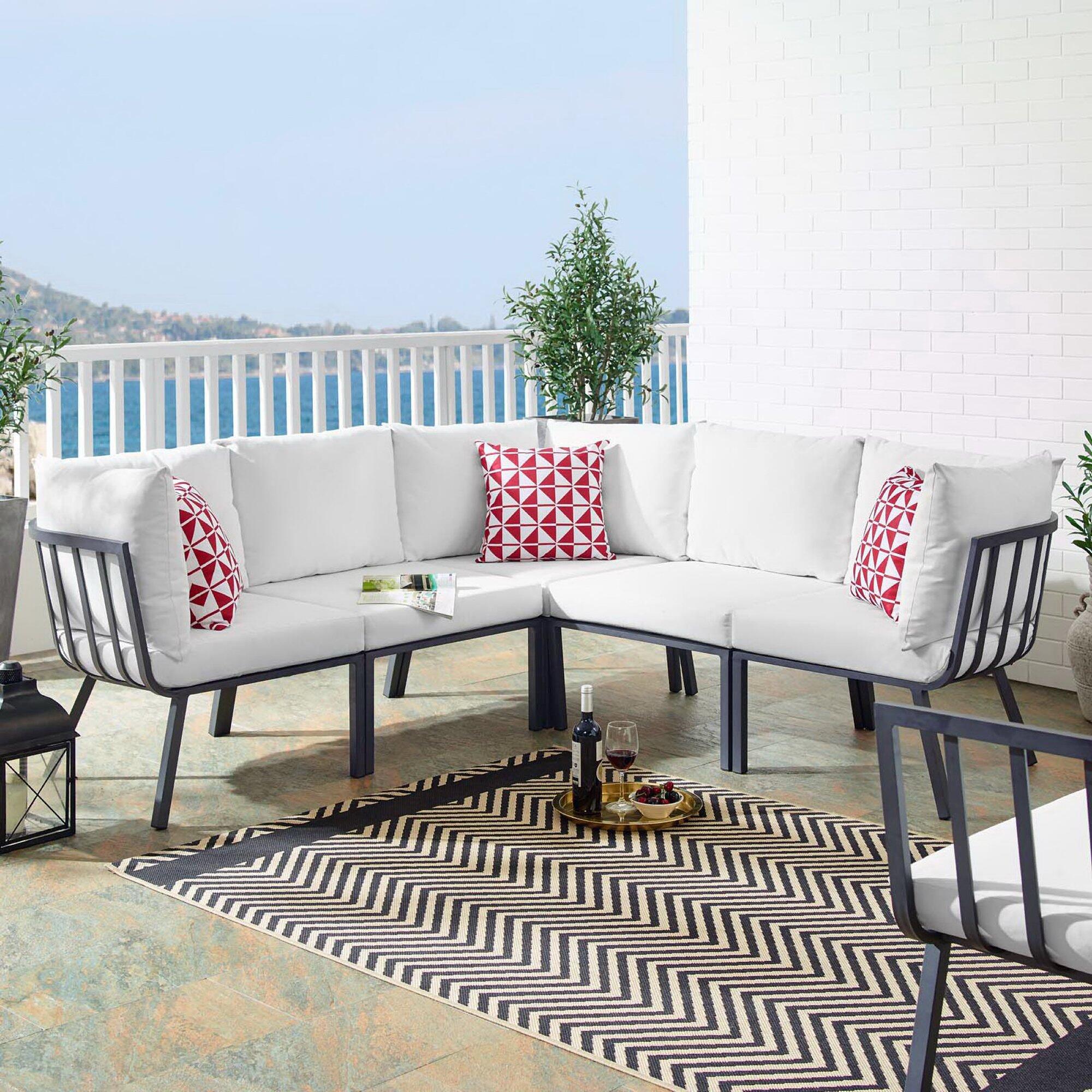 Click here for Modway Riverside 5-Piece Outdoor Sectional  Gray/W... prices