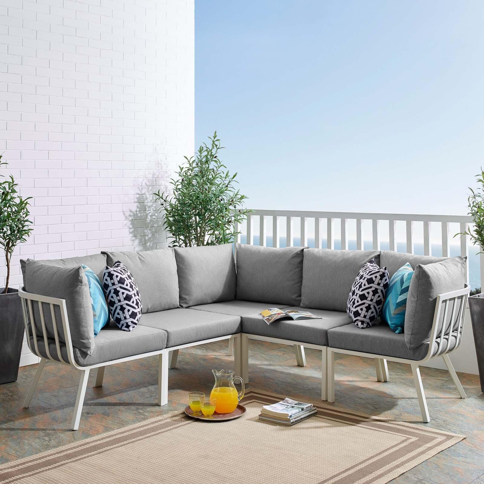 Click here for Modway Riverside 5-Piece Outdoor Sectional  White/... prices