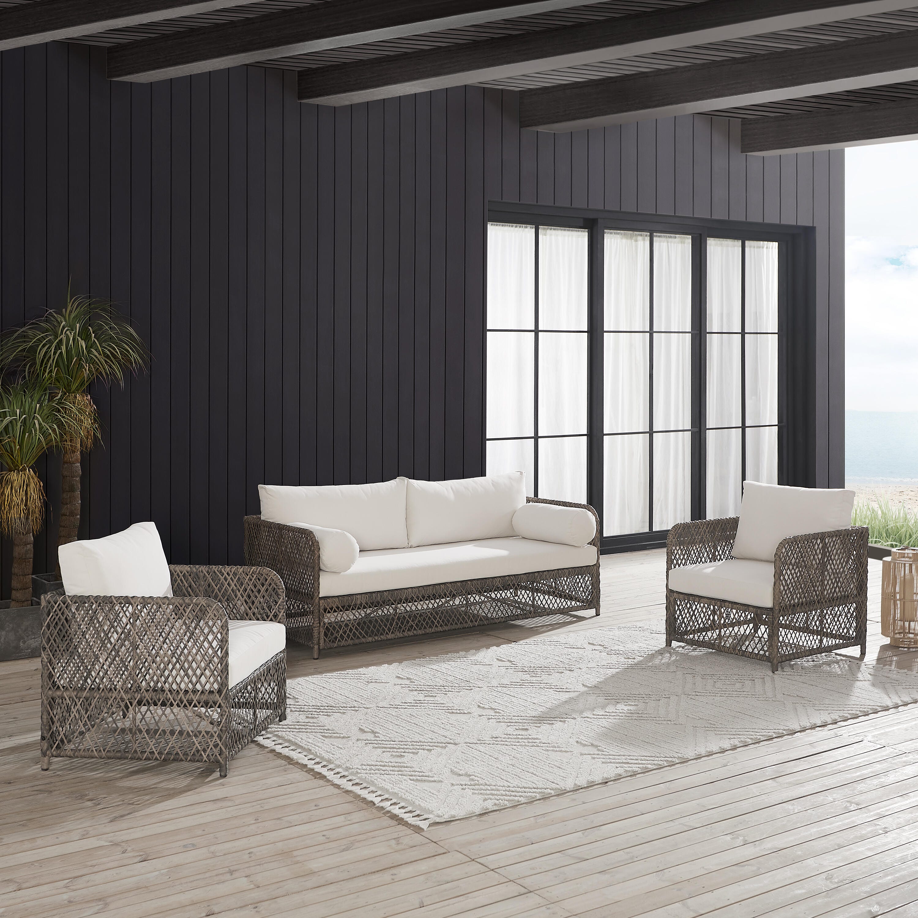 Click here for Crosley Furniture Granite Bay Outdoor Sofa and 2 A... prices