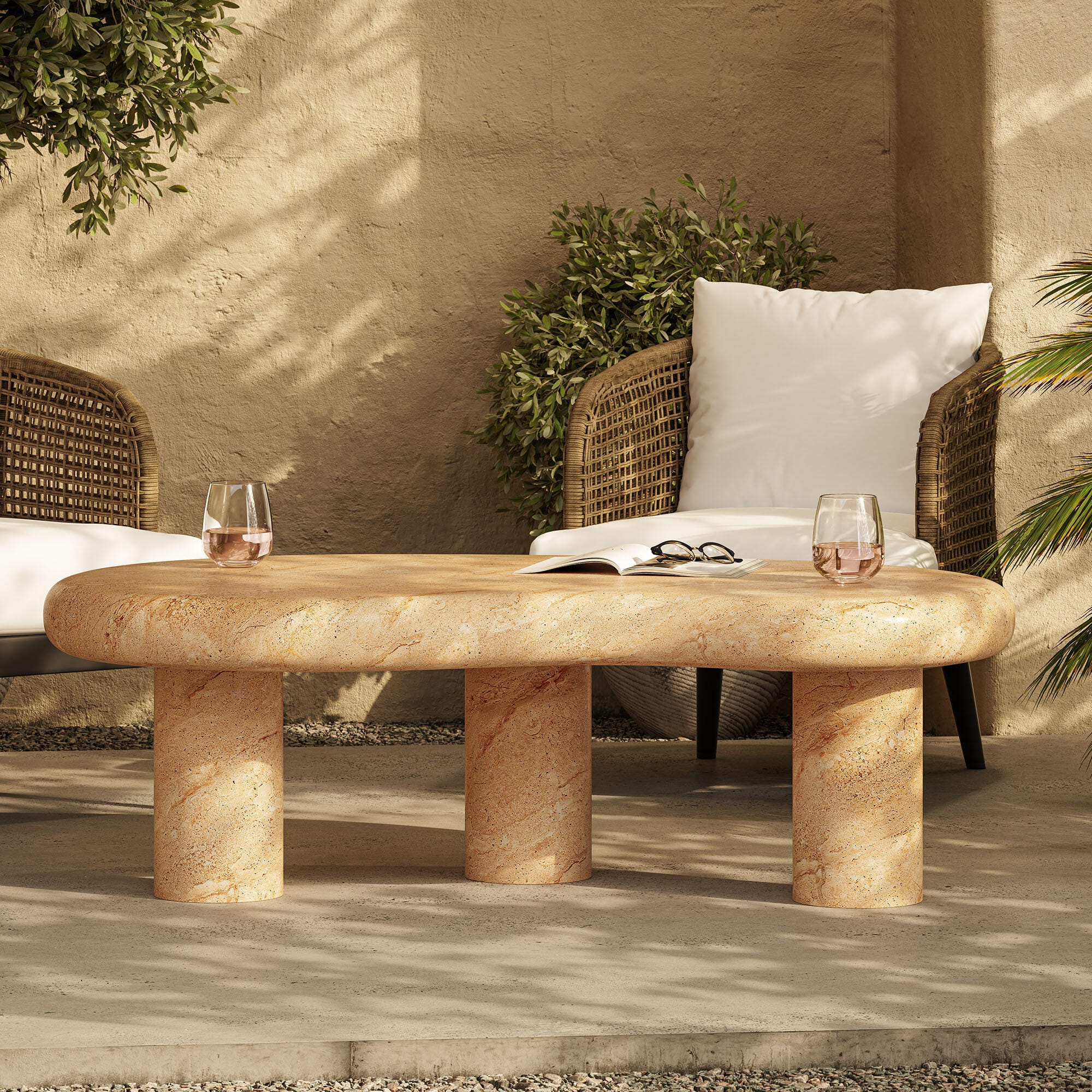 Click here for Modway Elowen Outdoor Coffee Table  Travertine prices