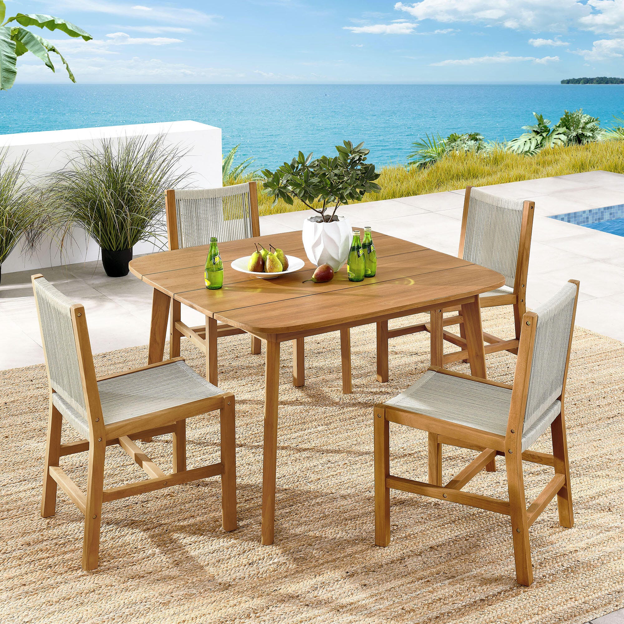 Click here for Modway Vienna Outdoor Rope Dining Set With 4 Armle... prices