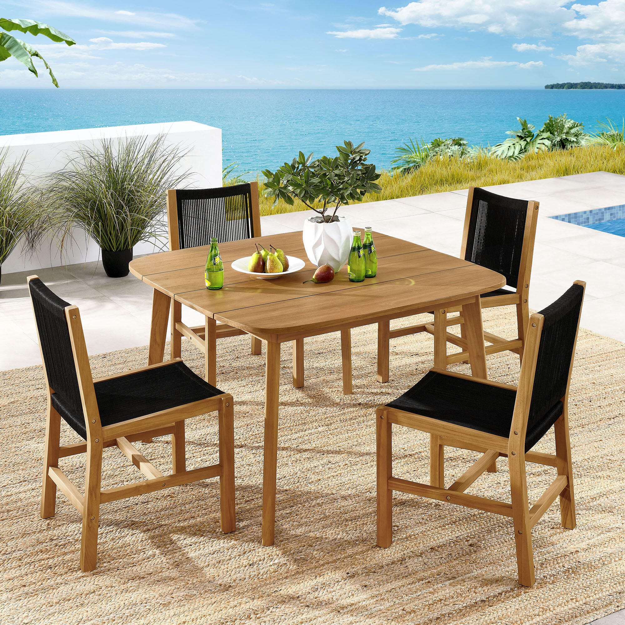 Click here for Modway Vienna Outdoor Rope Dining Set With 4 Armle... prices