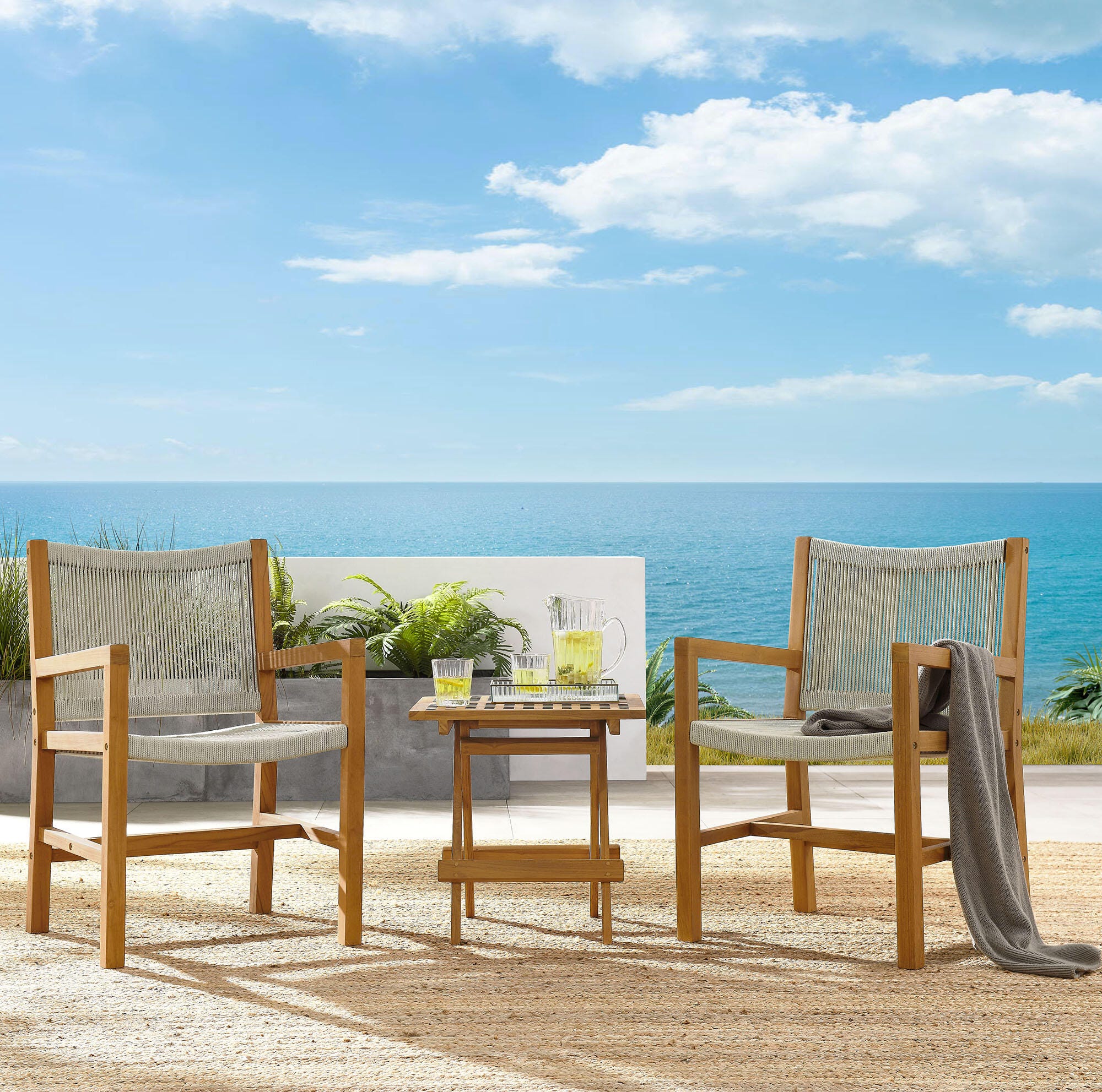 Click here for Modway Vienna Outdoor 2 Armchairs With Side Table... prices