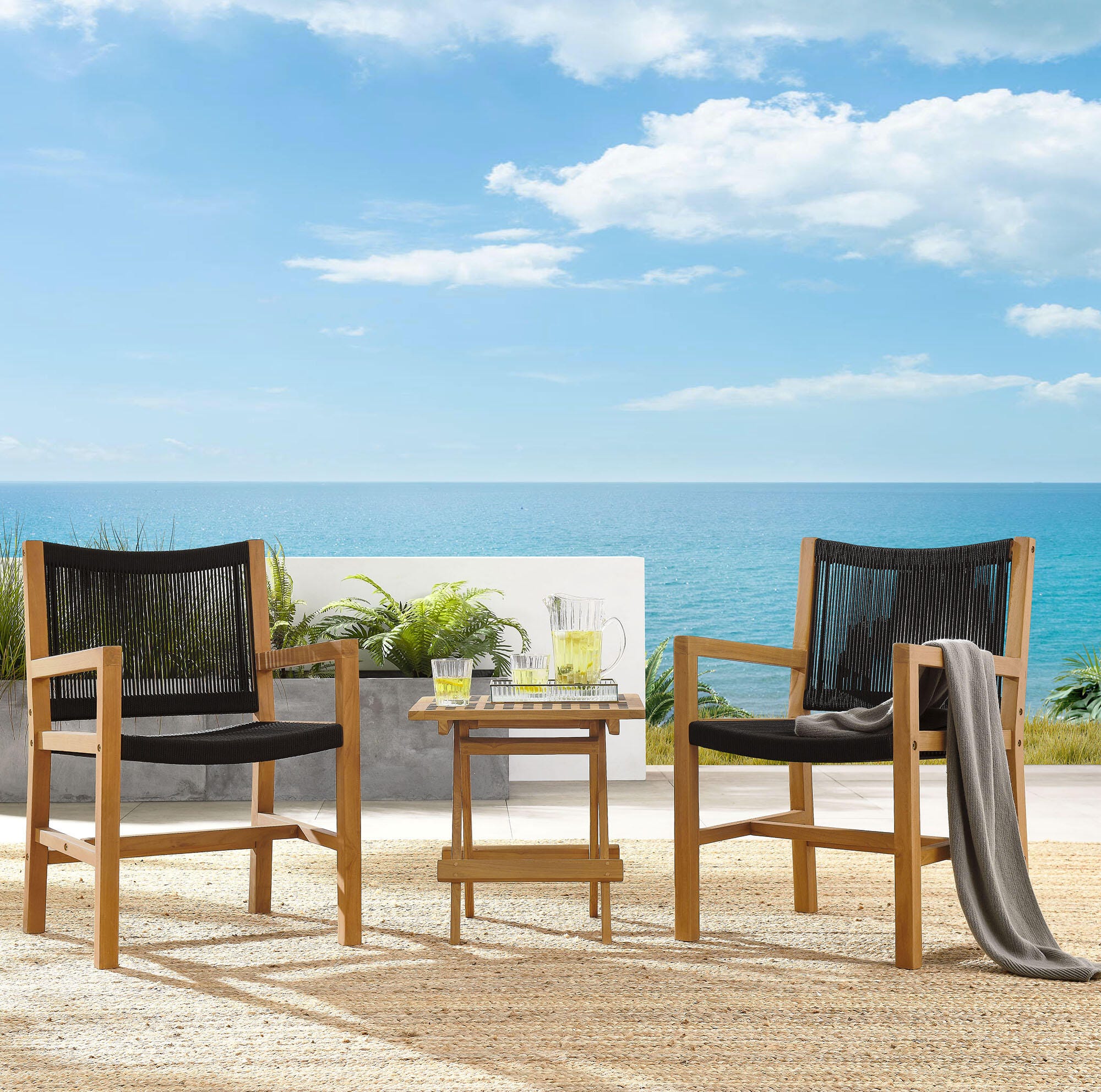 Click here for Modway Vienna Outdoor 2 Armchairs With Side Table... prices