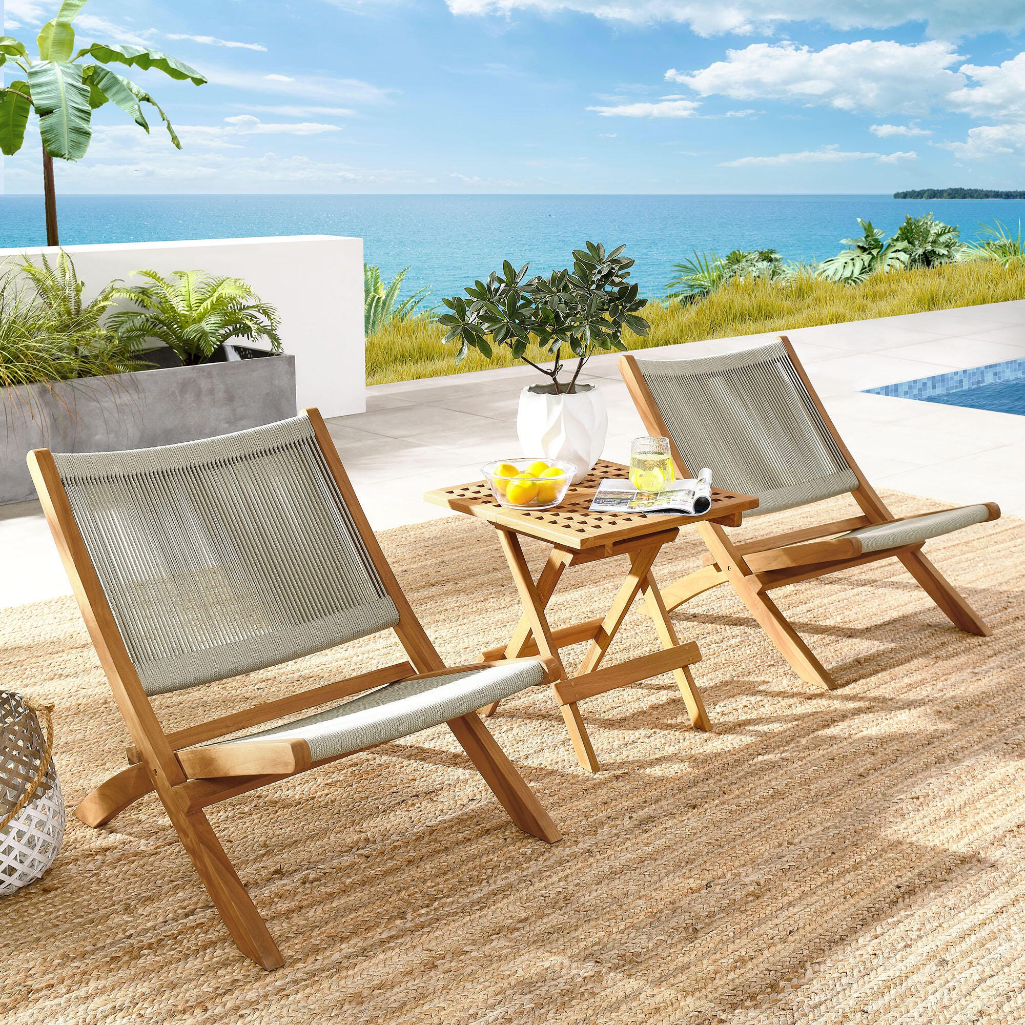 Click here for Modway Vienna Outdoor 2 Lounge Chairs And Side Tab... prices