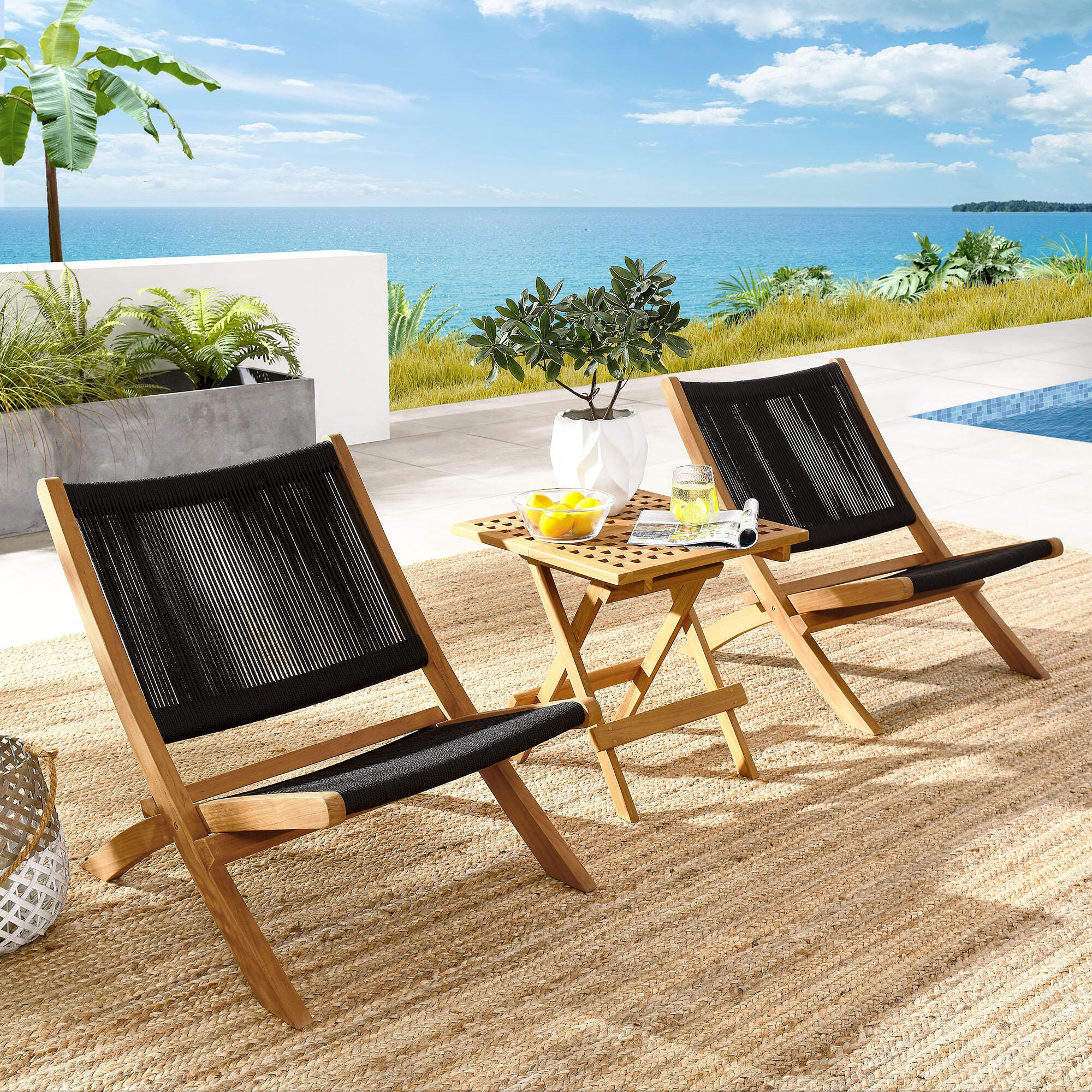Click here for Modway Vienna Outdoor 2 Lounge Chairs And Side Tab... prices