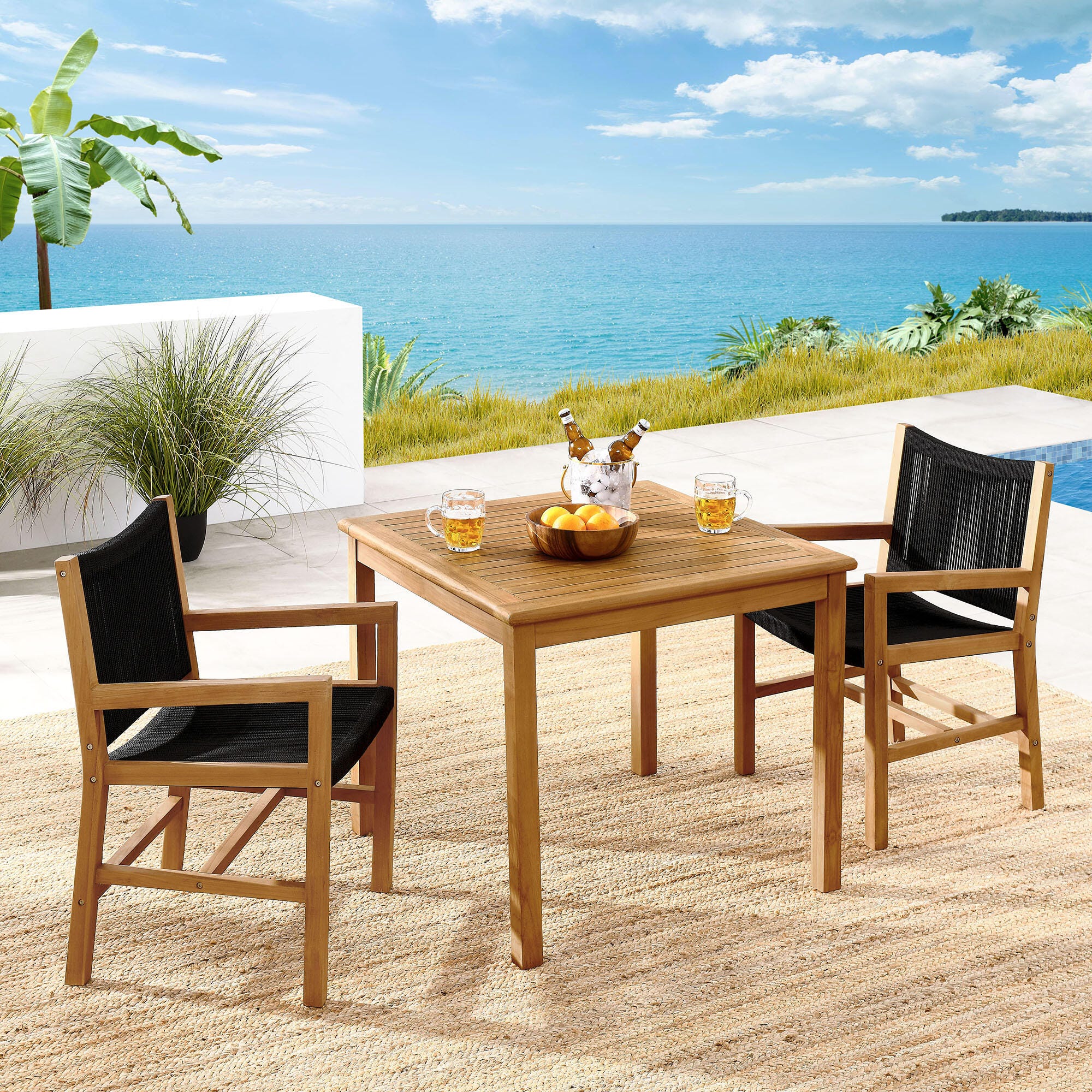 Click here for Modway Vienna Outdoor Dining Set With 2 Armchairs... prices
