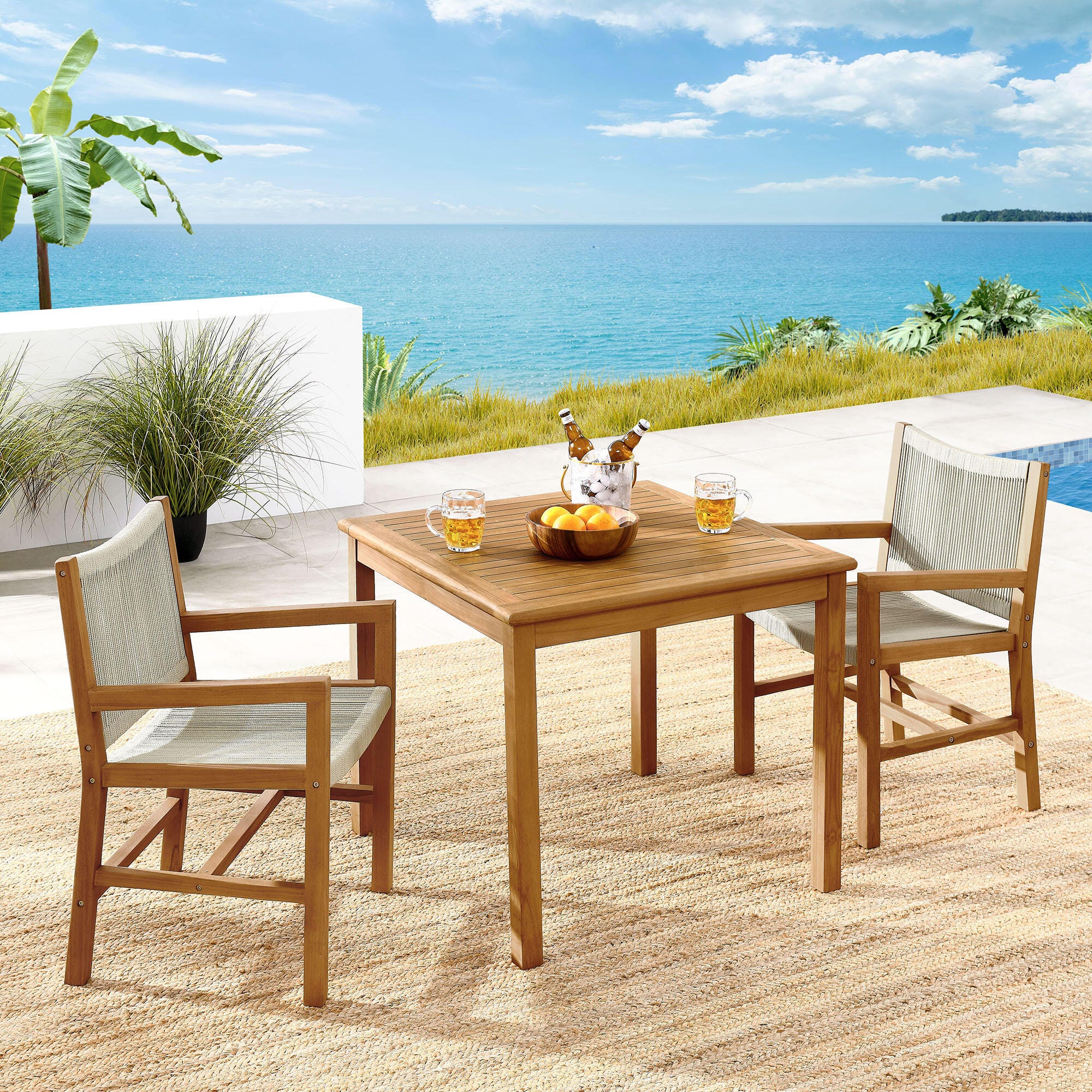 Click here for Modway Vienna Outdoor Dining Set With 2 Armchairs... prices