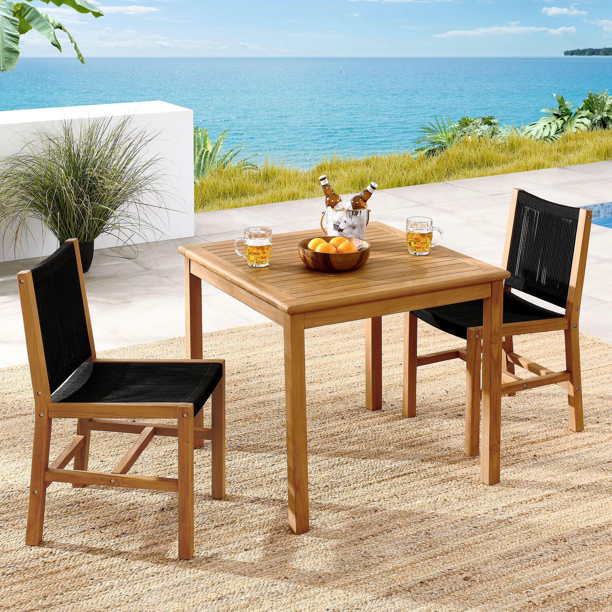 Click here for Modway Vienna Outdoor Dining Set With 2 Armless Ch... prices