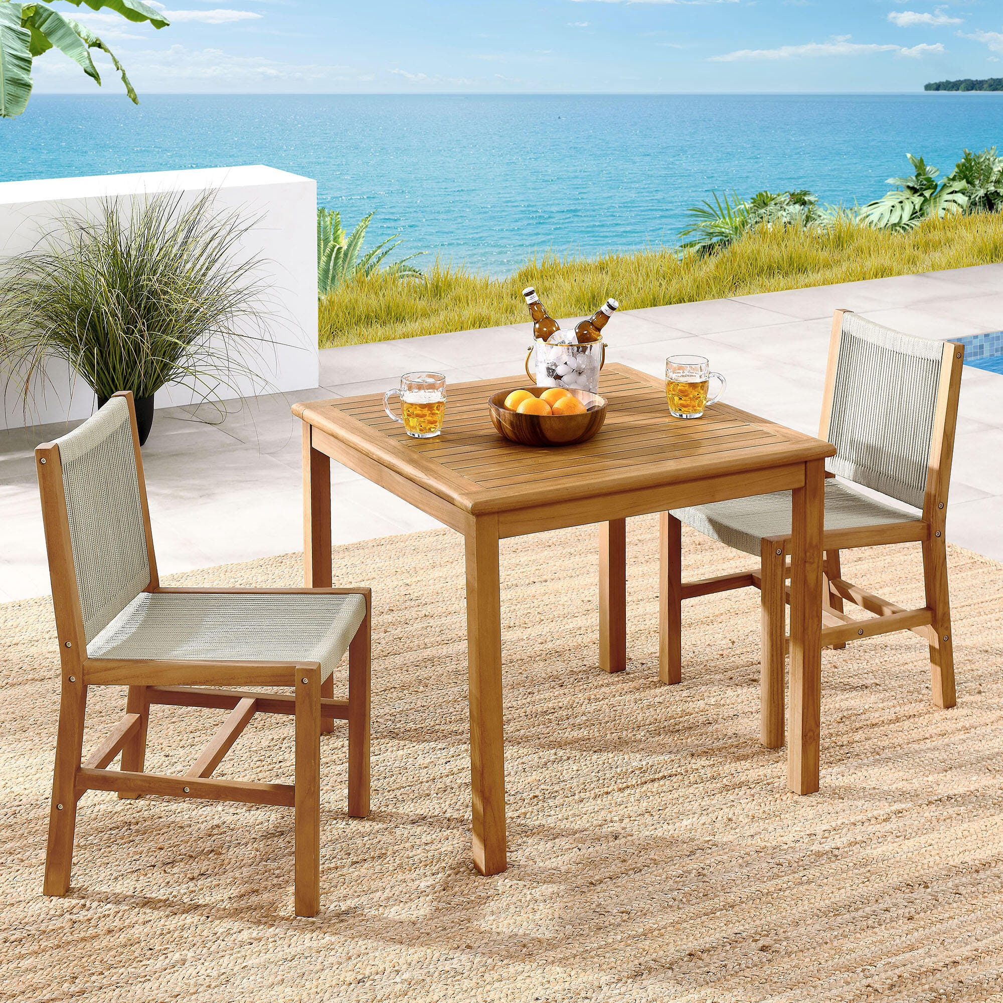 Click here for Modway Vienna Outdoor Dining Set With 2 Armless Ch... prices