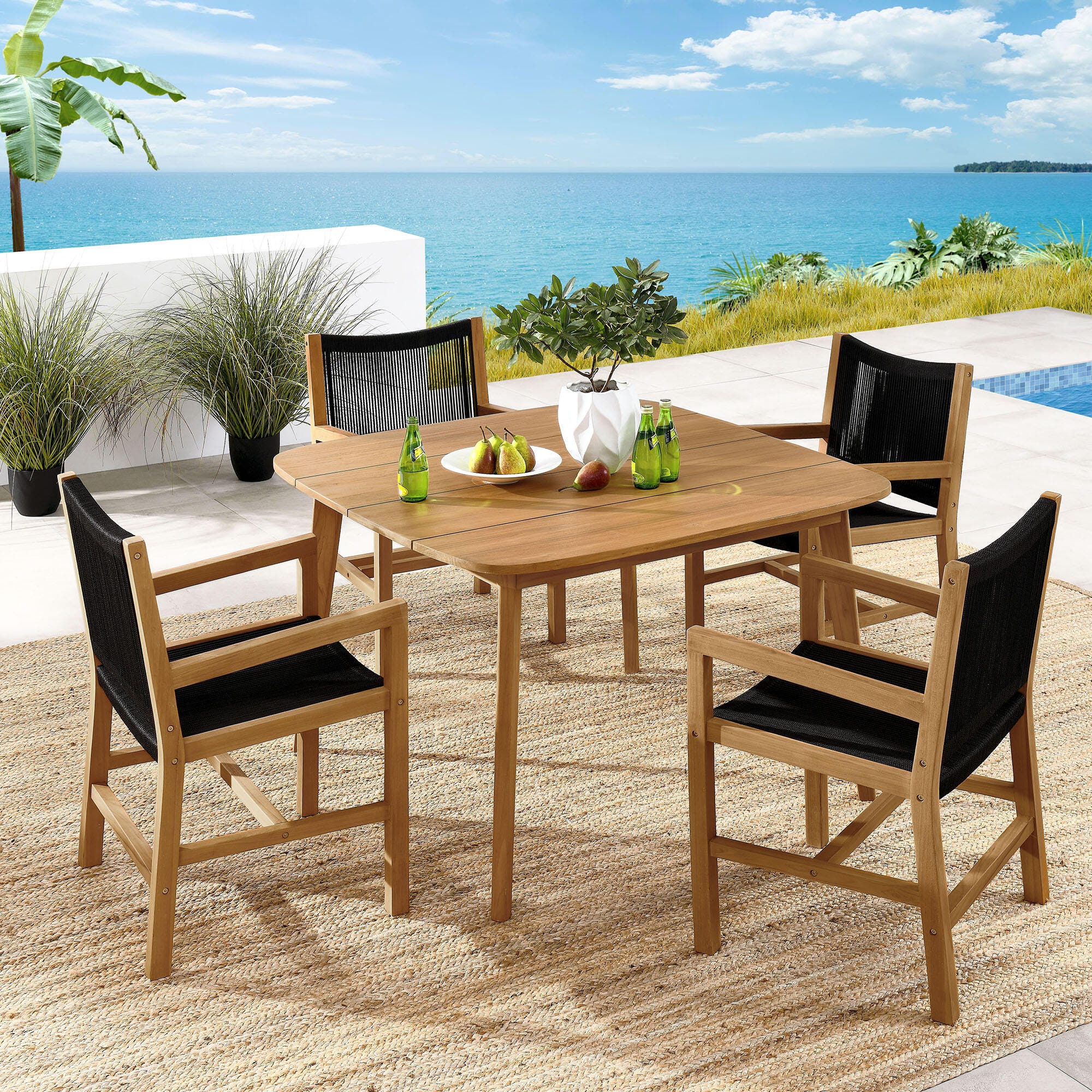 Click here for Modway Vienna Outdoor Dining Set With 4 Armchairs... prices