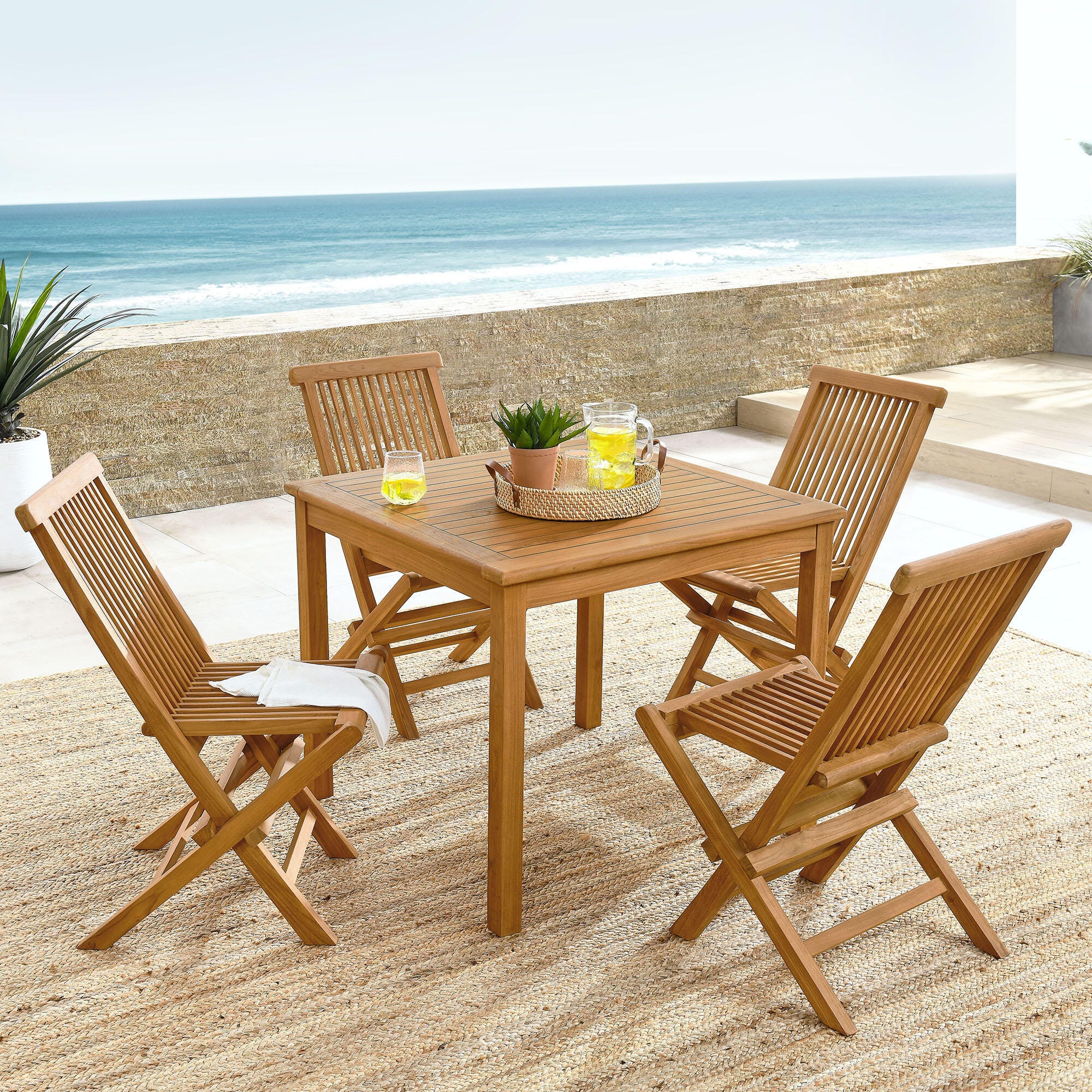 Click here for Modway Vienna Outdoor Dining Set With 4 Folding Ch... prices