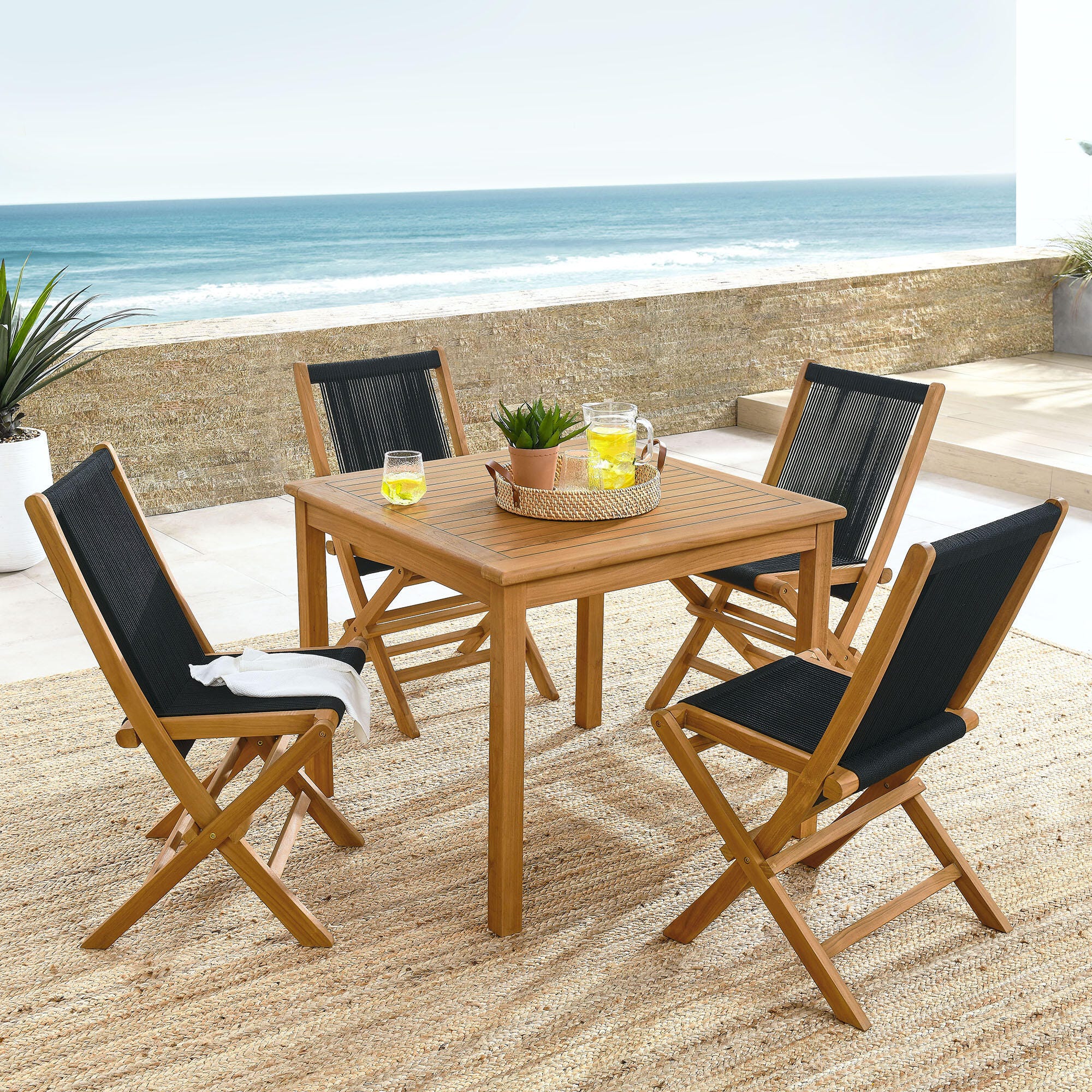 Click here for Modway Vienna Outdoor Dining Set With 4 Rope Foldi... prices