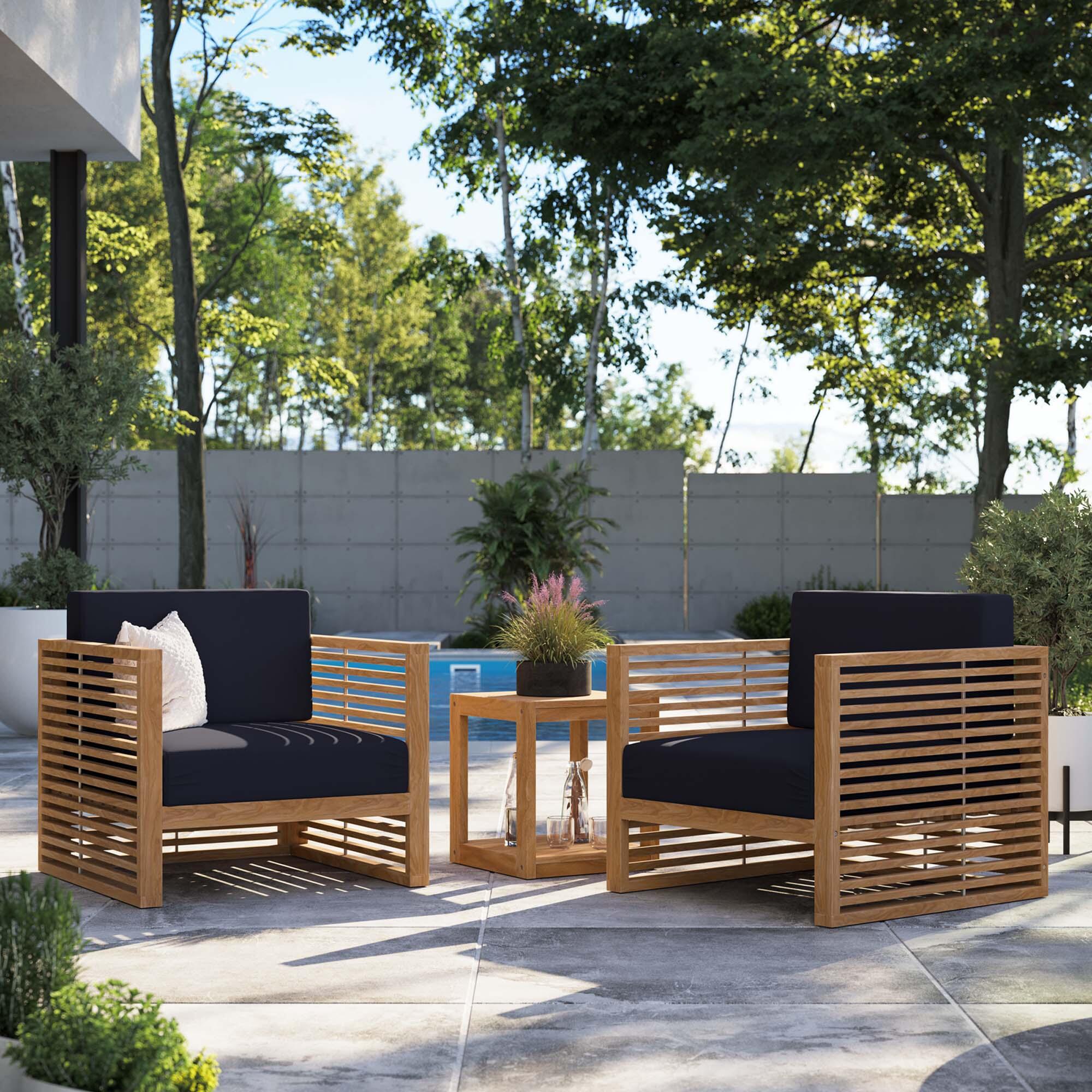 Click here for Modway Carlsbad Outdoor Side Table and 2 Armchairs... prices