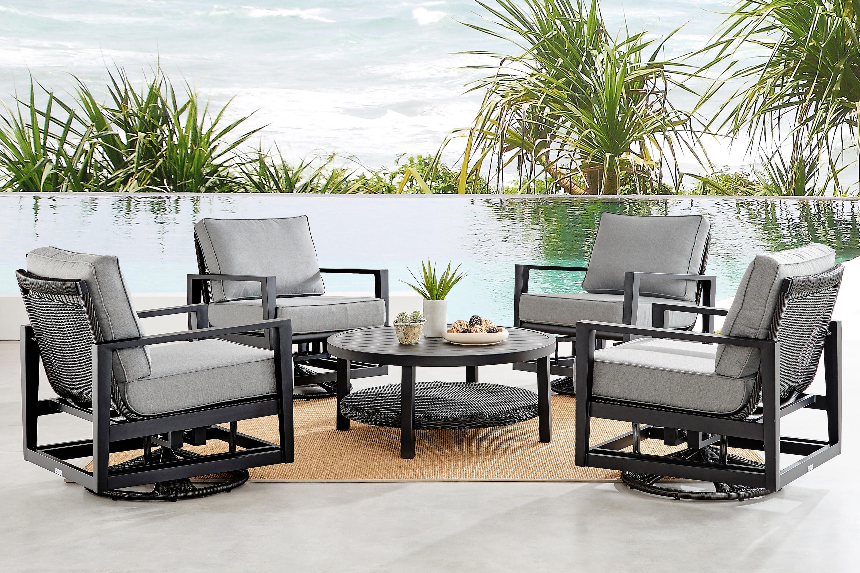 Click here for Armen Living Cayman Outdoor Coffee Table with 4 Ch... prices