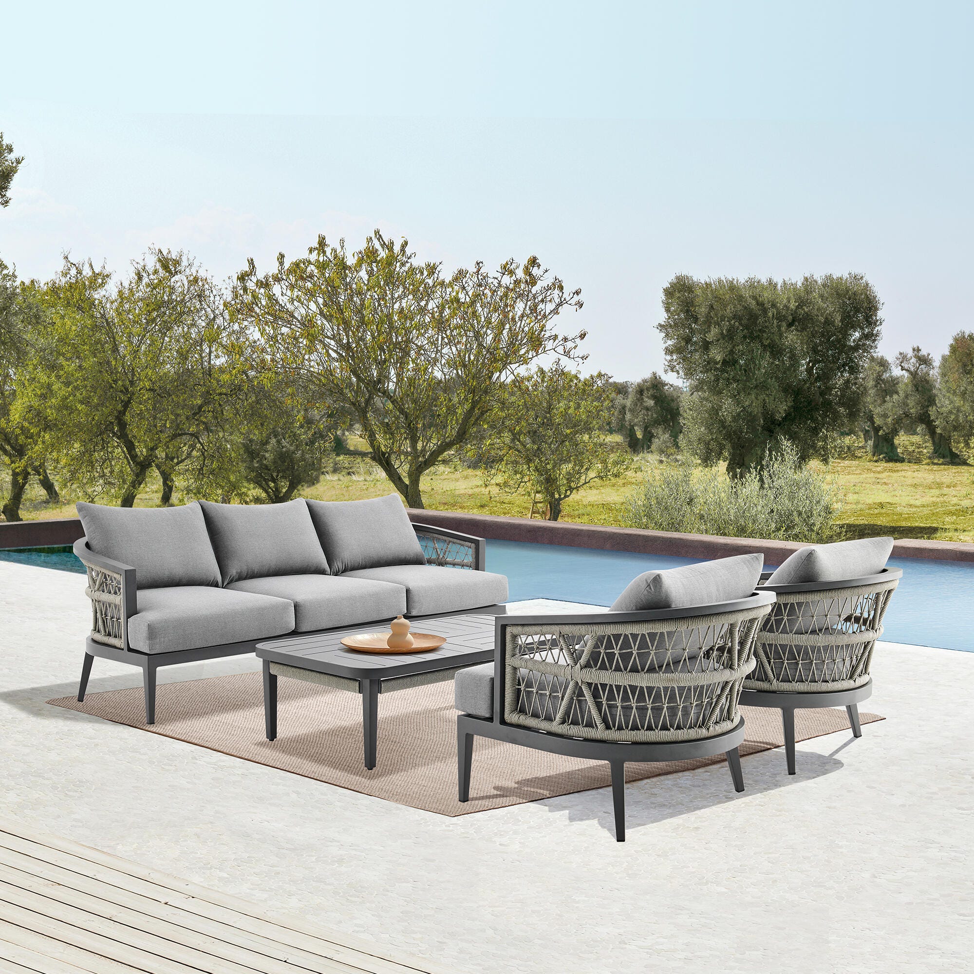 Click here for Armen Living Zella Outdoor Sofa and 2 Chairs with... prices