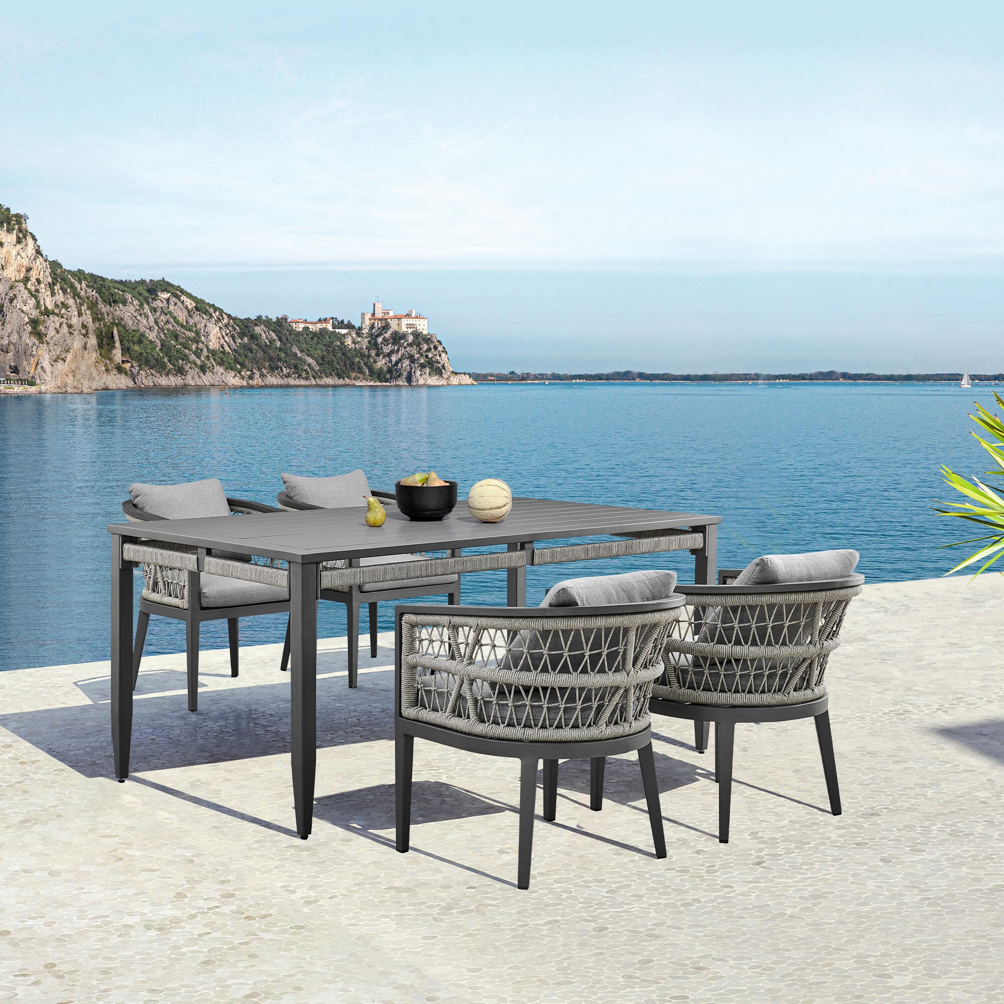 Click here for Armen Living Zella Outdoor Dining Table and 4 Chai... prices