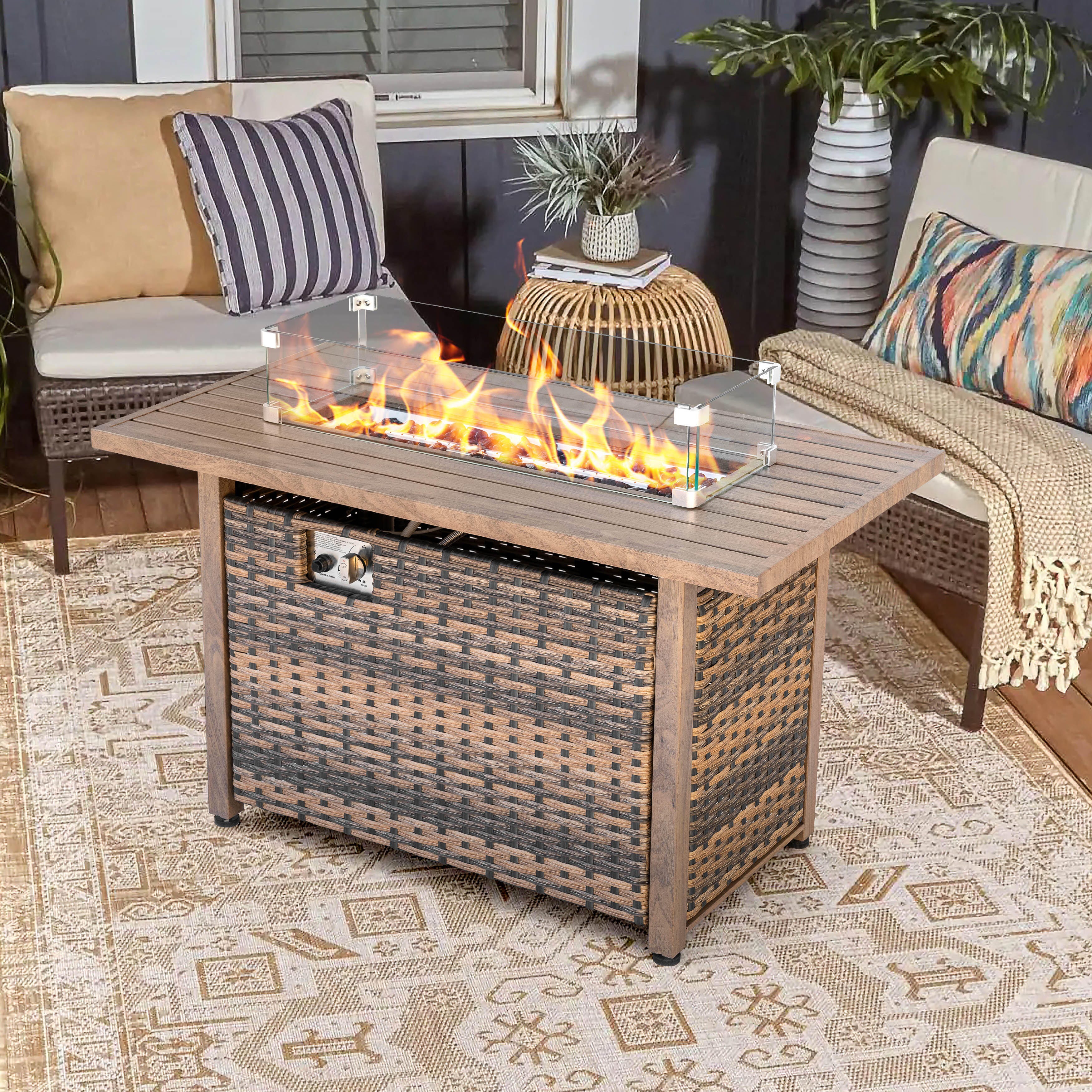 Click here for Nuu Garden Outdoor Rectangular Fire Pit  Brown prices