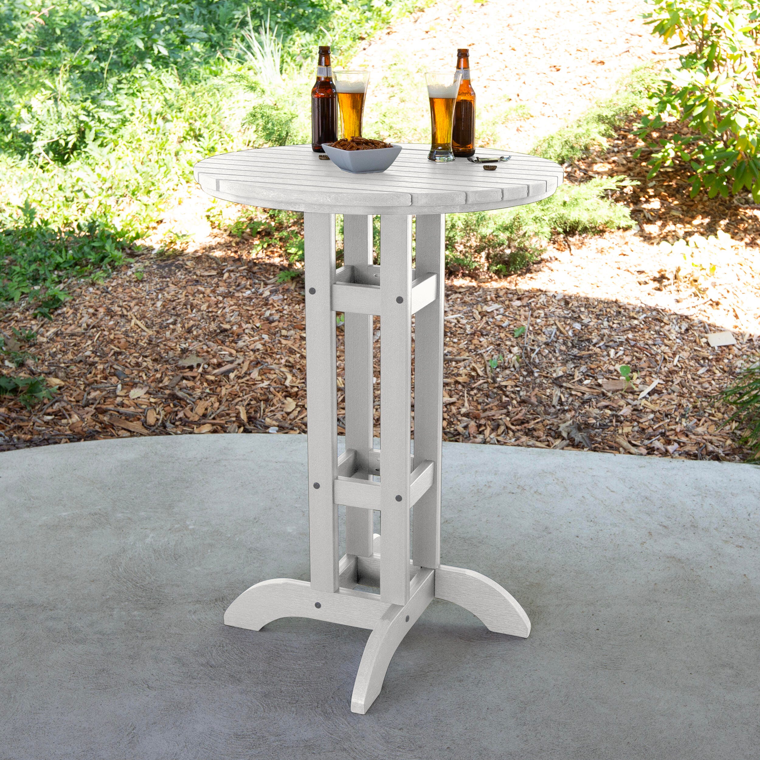 Click here for Highwood Lehigh Outdoor Round Bar Table  White prices